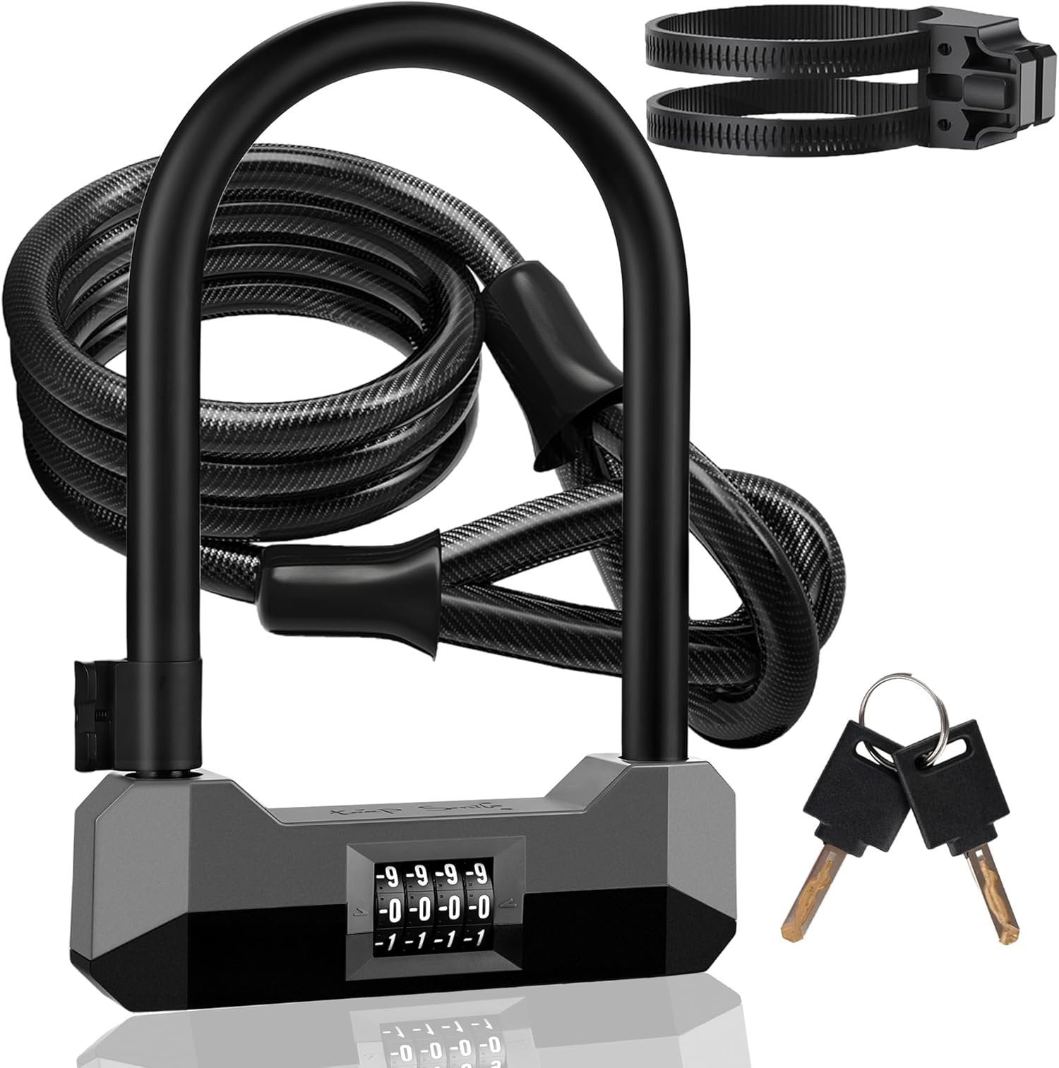 Locks Heavy Duty Anti , 18mm Bicycle Combo U Lock, 4-Digit Resettable ...