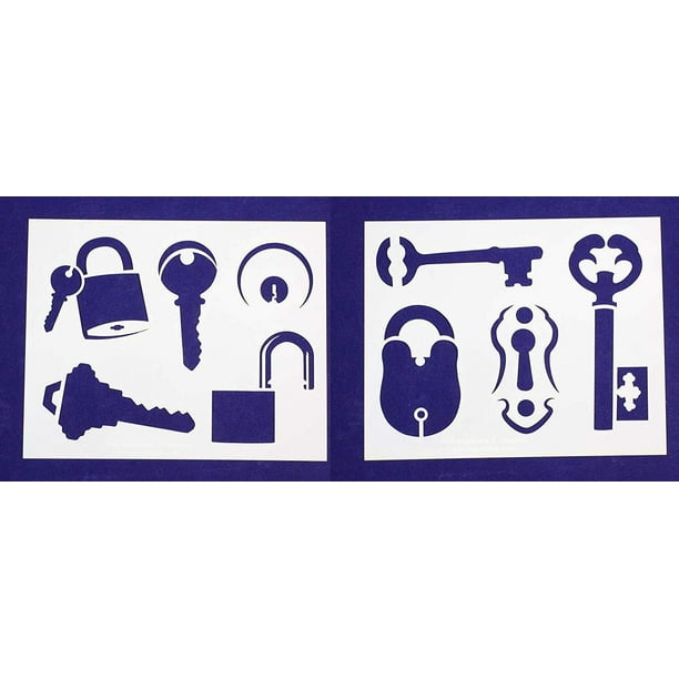 Locks/Keys -2 Piece Stencil Set 14 Mil 8" X 10" Painting /Crafts ...