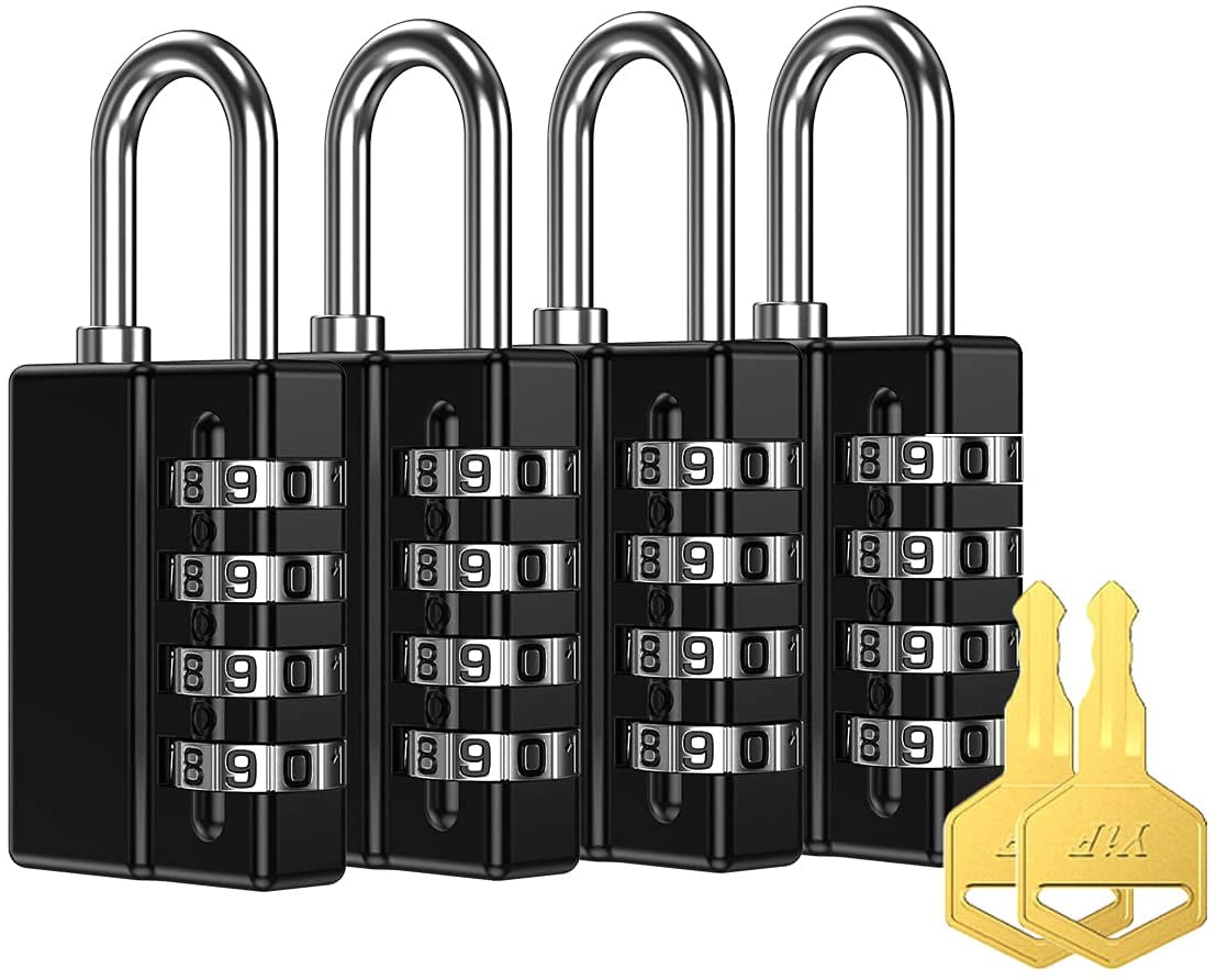 Locks with Keys, 4 Digit Code Resettable Padlock for Gate Luggage ...