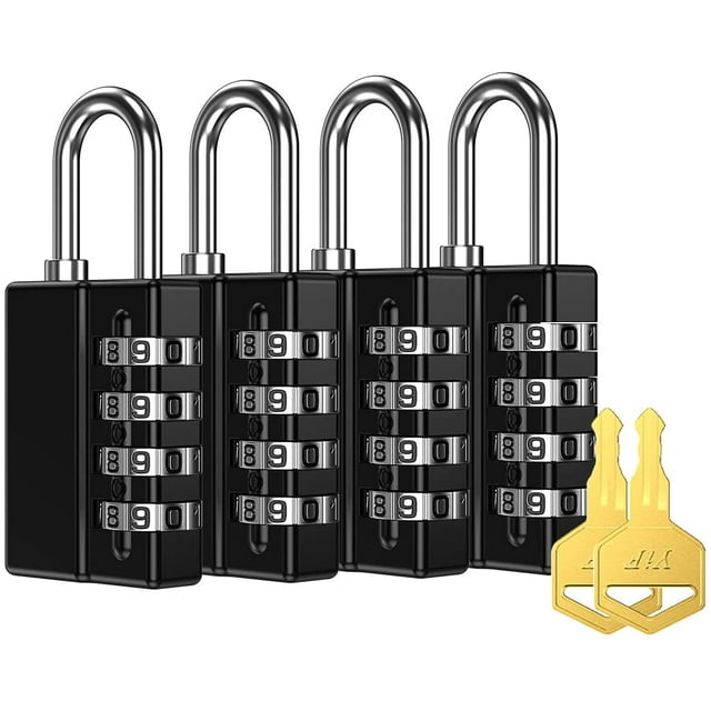 Locks with Keys, 4 Digit Code Resettable Padlock for Gate Luggage ...