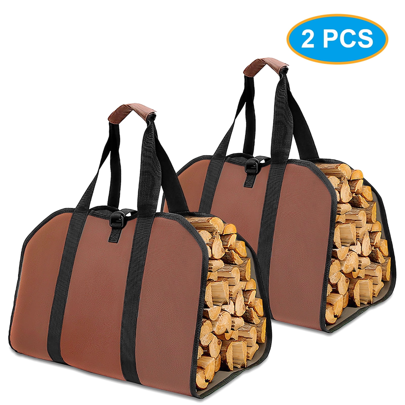 (2 pack) Lockways Large Waxed Canvas Bags for Wood,2 Pack Heavy Duty ...