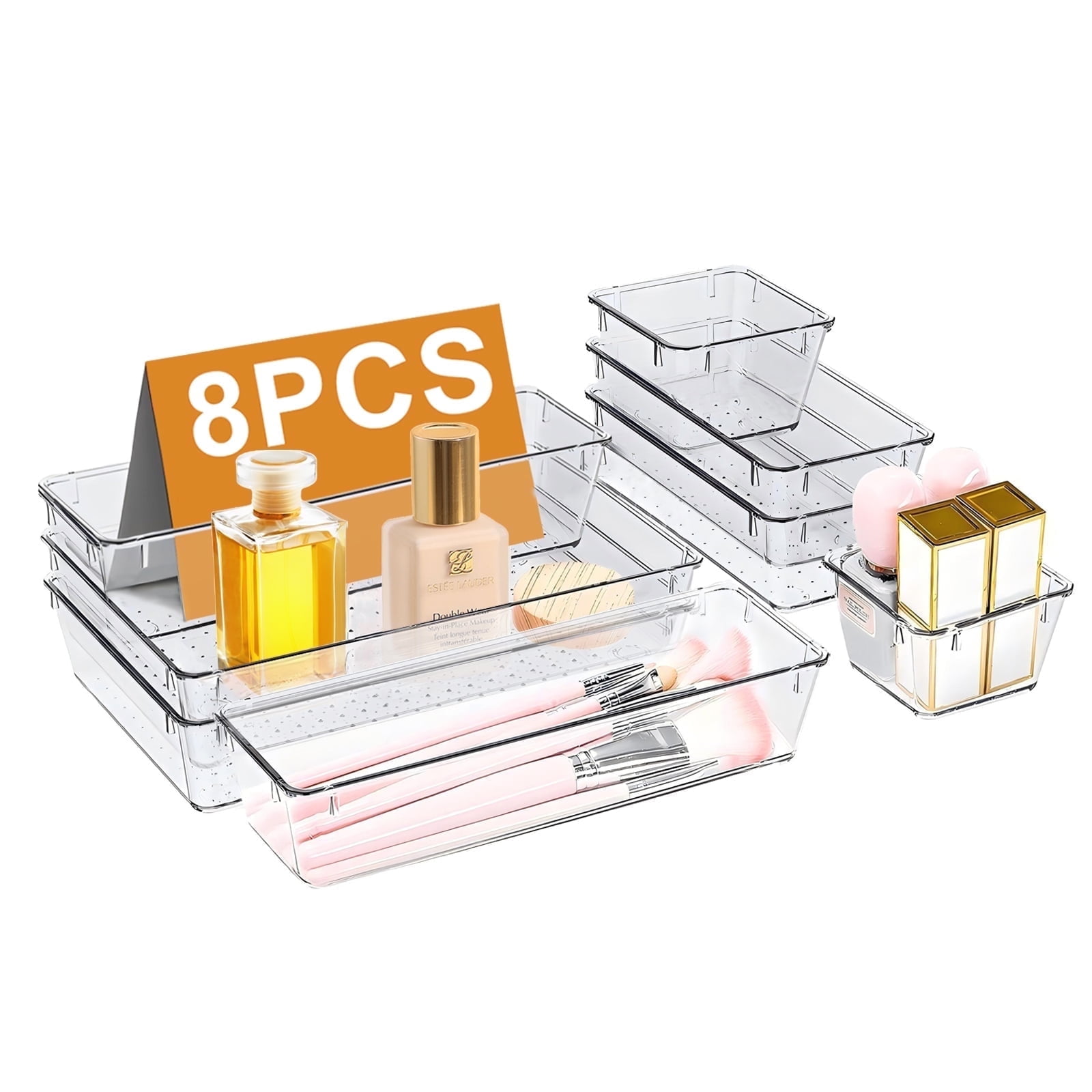 Lockways 8Pcs Clear Plastic Drawer Organizers Kitchen Storage Bins ...