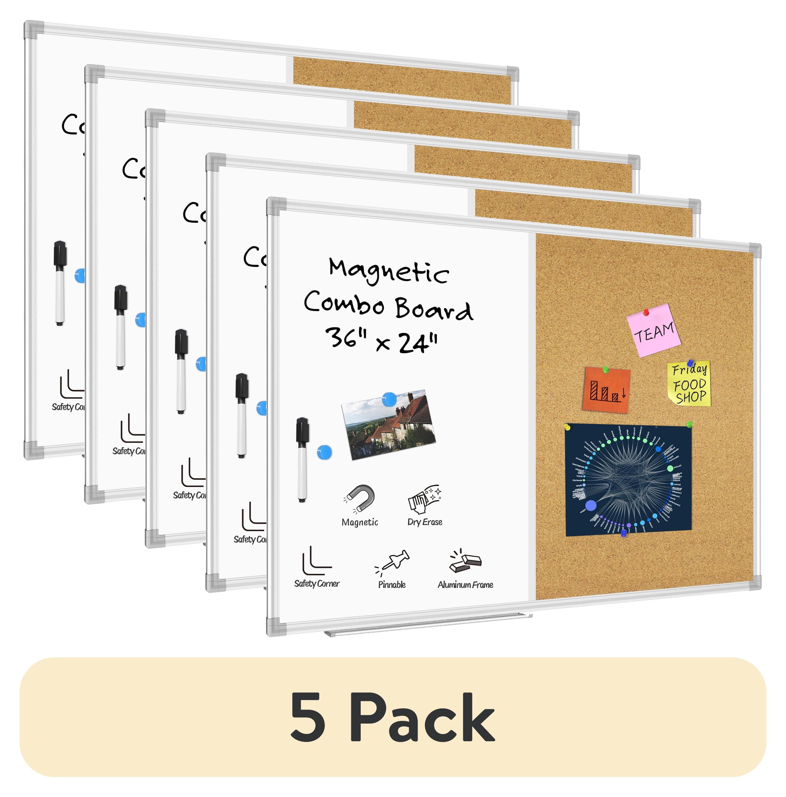 (5 pack) Lockways Combination Board 36" x 24" White Board and Cork ...