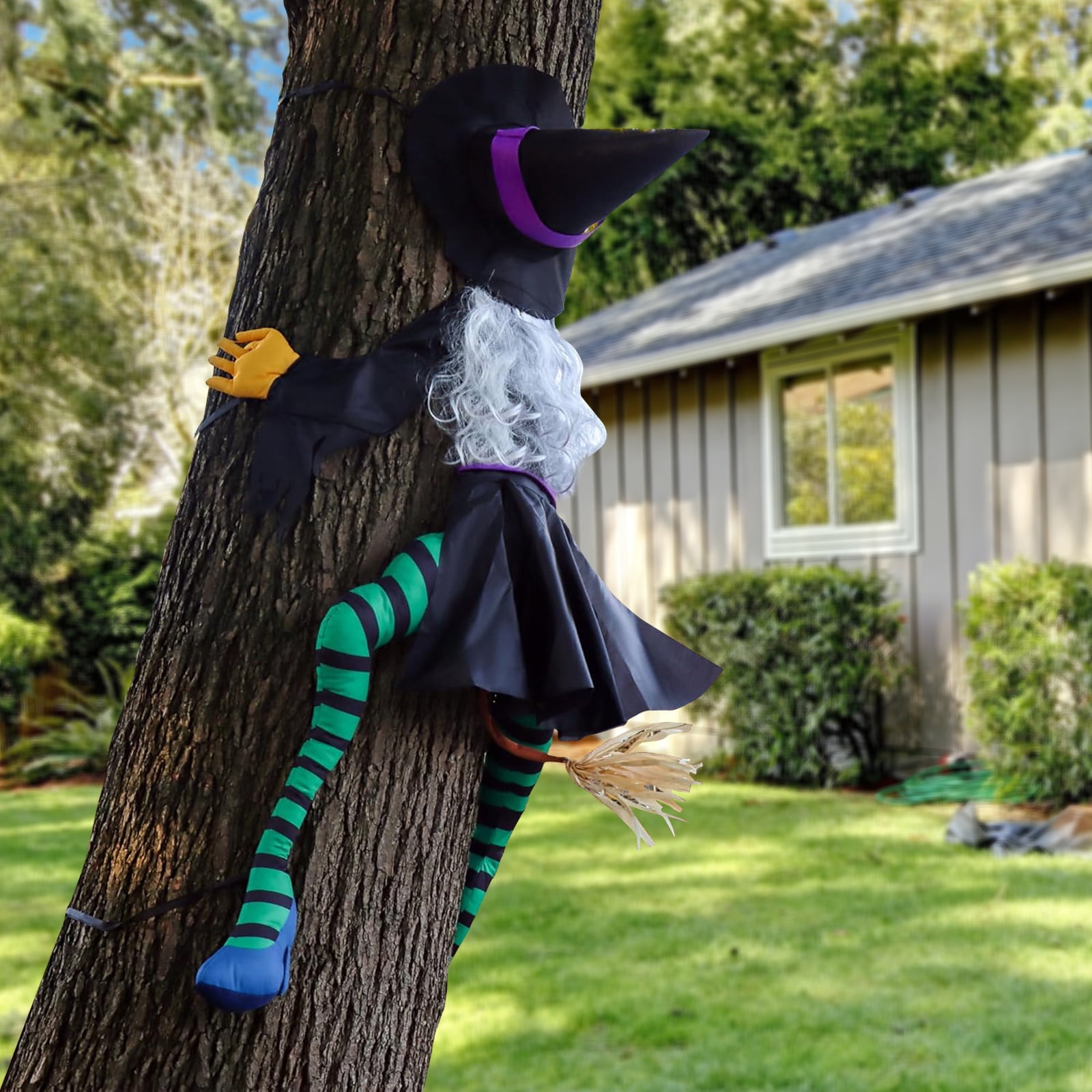 Lockways Witch Crashing into Tree Halloween Decor Outdoor Decoration ...