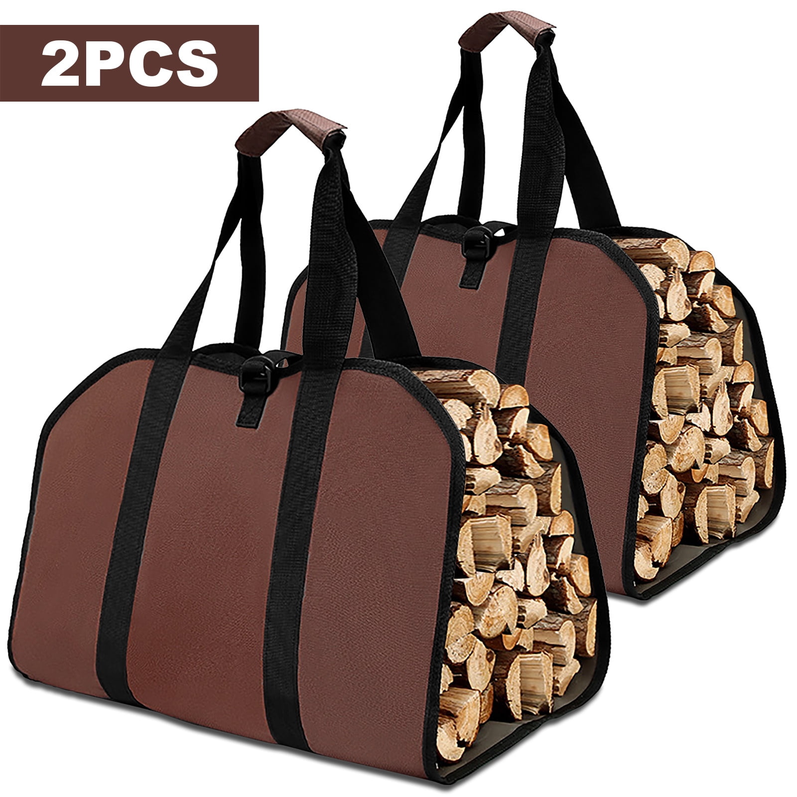 Lockways Large Waxed Canvas Bags for Wood,2 Pack Heavy Duty Waterpoof ...