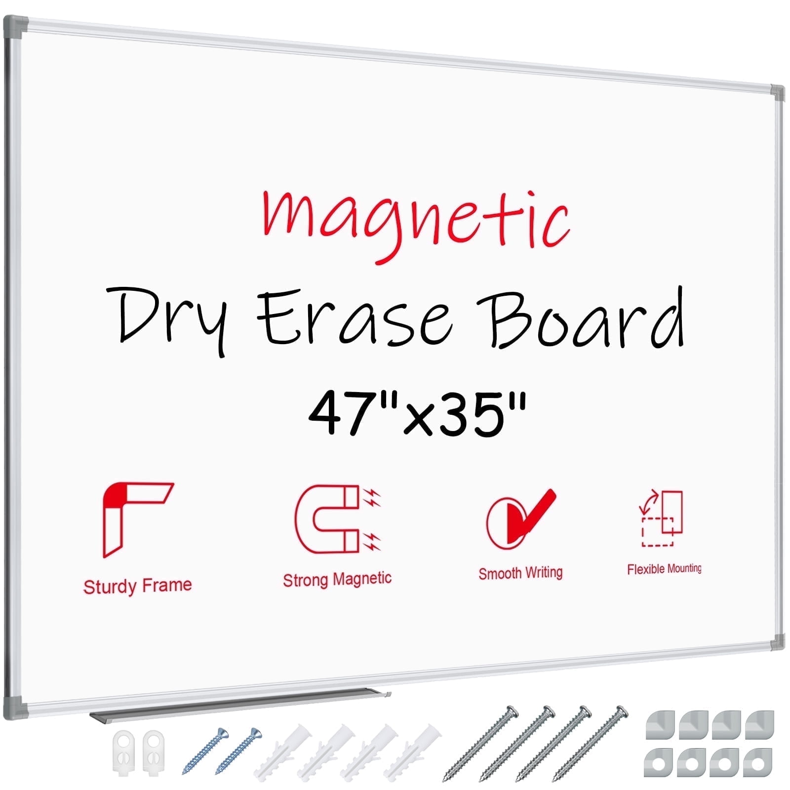 Lockways Large Dry Erase Board for Wall 47" x 35" Magnetic Whiteboard ...