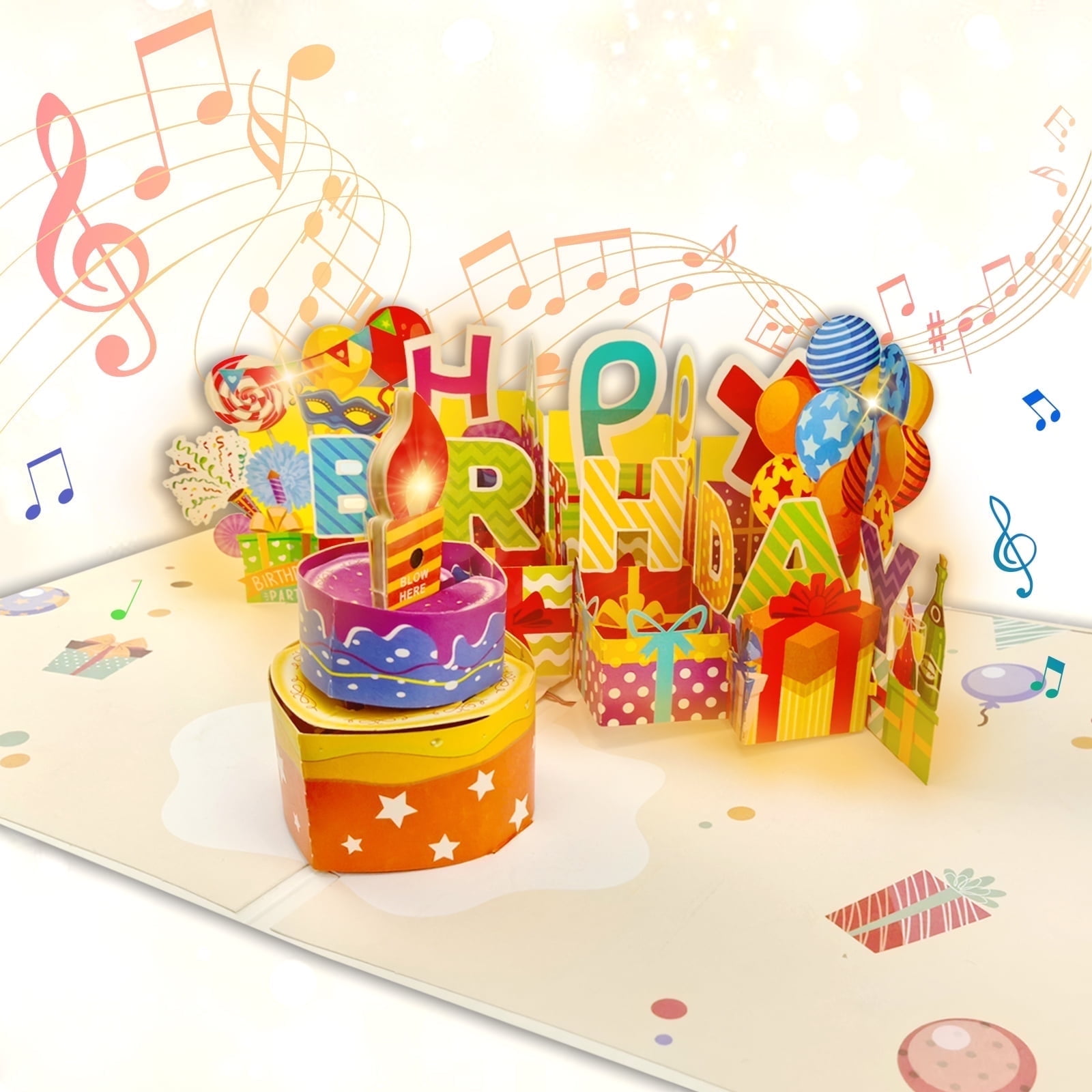 Lockways Pop Up Happy Birthday Cards with Musical Sound and Light and ...