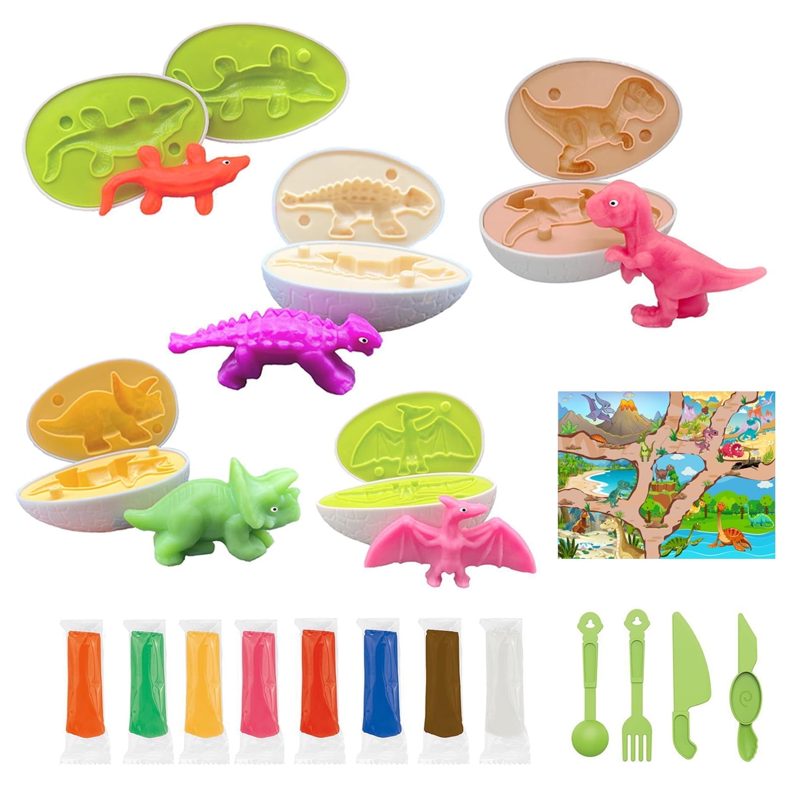 Lockways Plasticine Easter Dinosaur Egg Set, Dinosaur Play Clay Shape ...