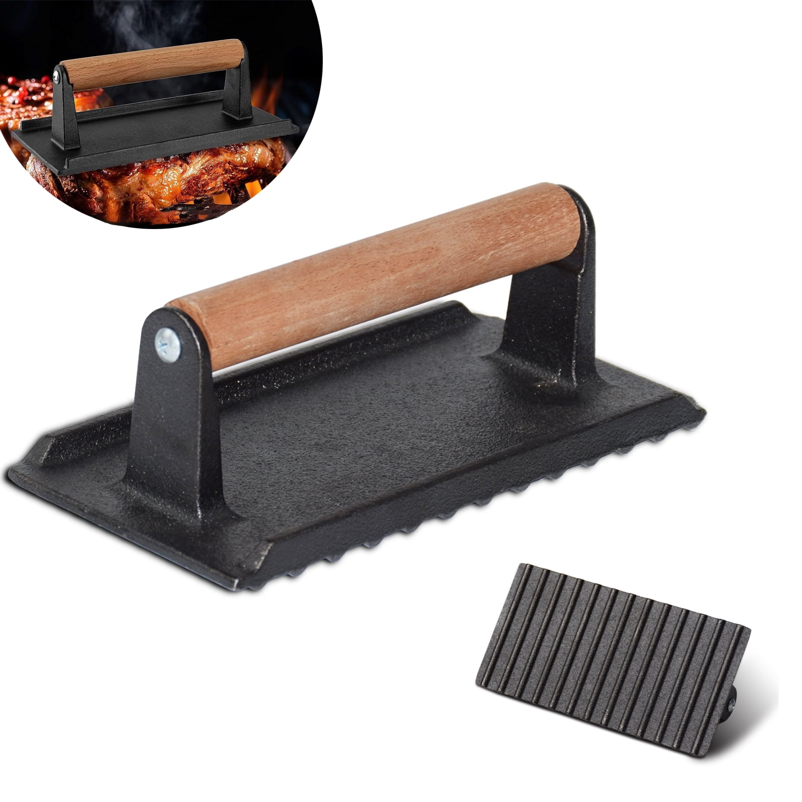 (2 pack) Lockways Grill Press, Heavy-Duty Cast Iron Smash Bacon Press ...