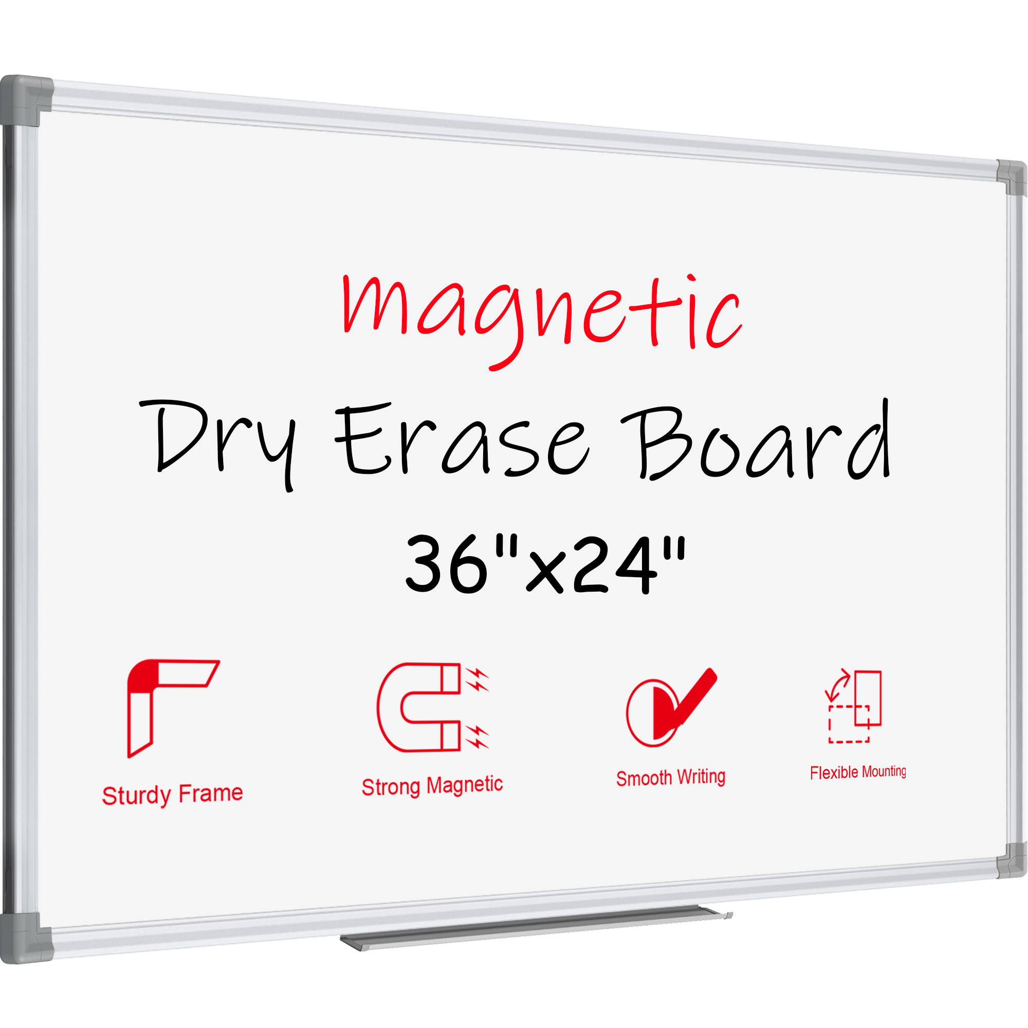 Pen+Gear Magnetic Dry Erase White Board, 36" x 24" ,White, Silver ...