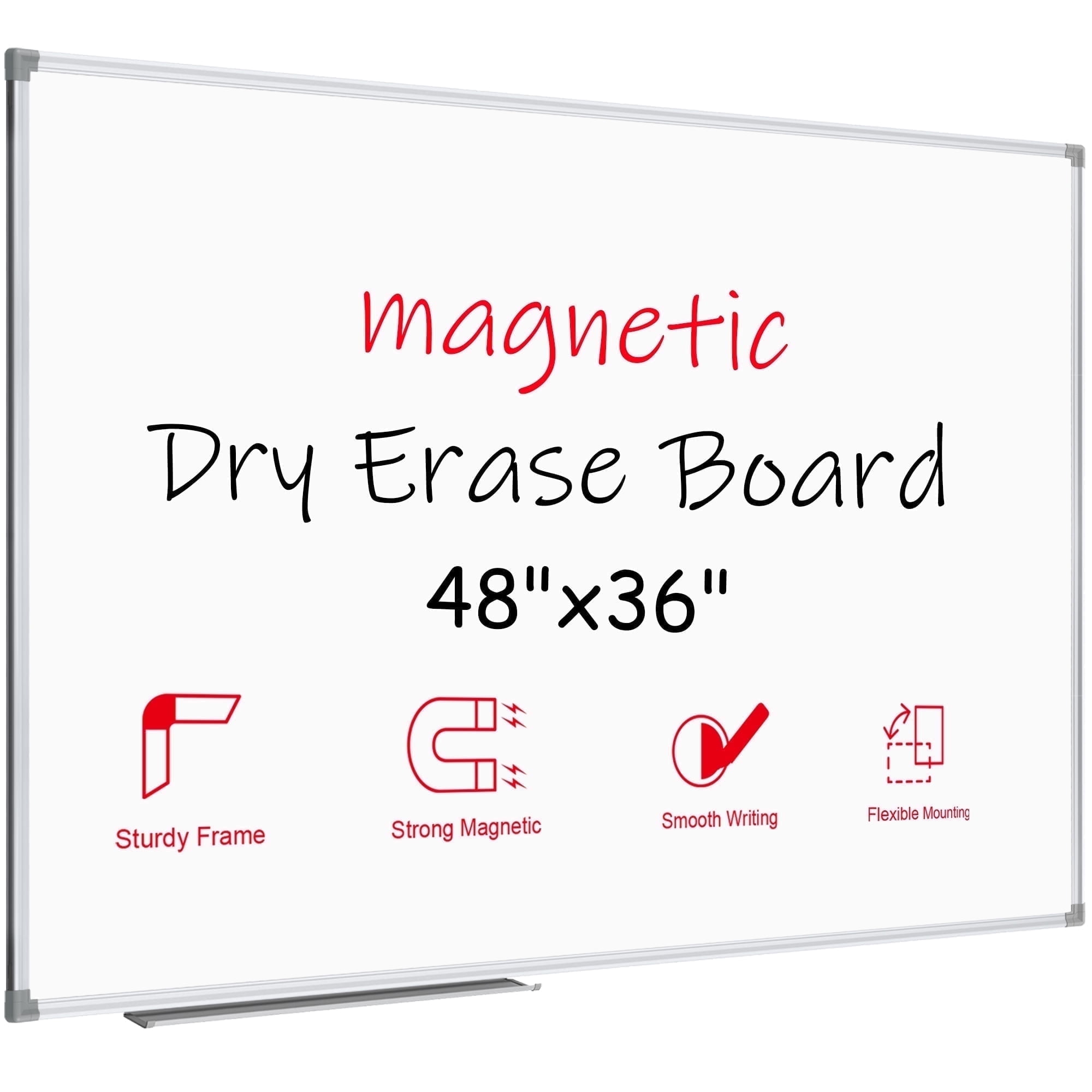 "Lockways Big 48"" x 36"" Magnetic Dry Erase Whiteboard with Silver ...