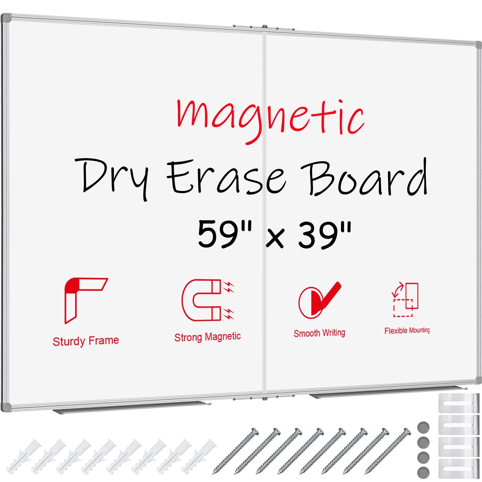 Lockways Extra Large Dry Erase Board 59" x 39" Foldable Whiteboard for ...