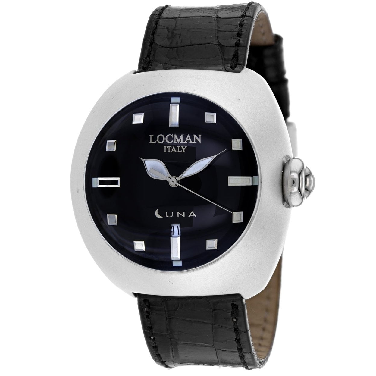 Locman Womens Classic Black Dial Quartz Watch 4100BK Aluminium Leather ...