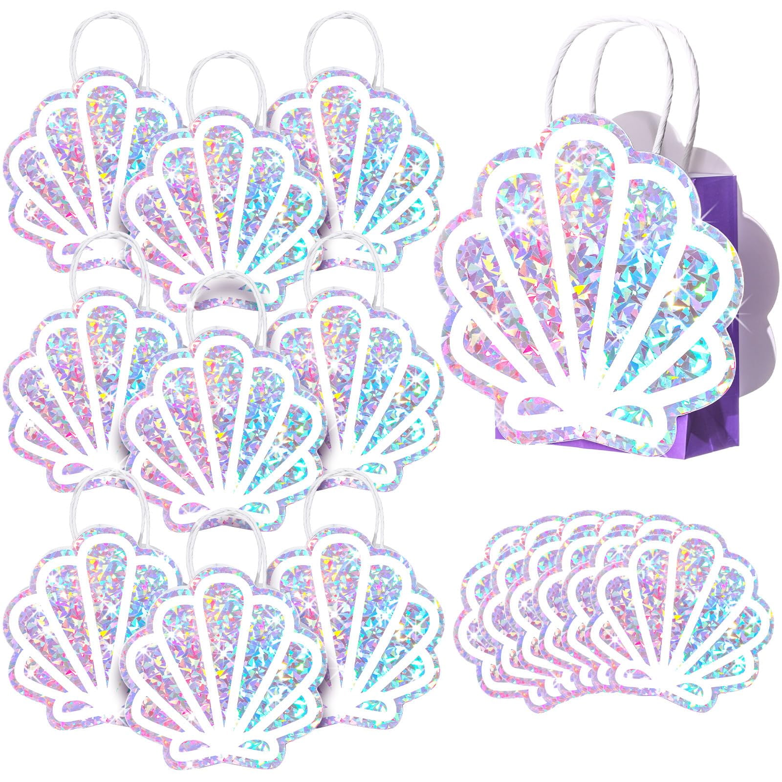 Locmeo 12 Pack Sea DEF29 Shell Gift Bags Mermaid Goodie Bags Party ...