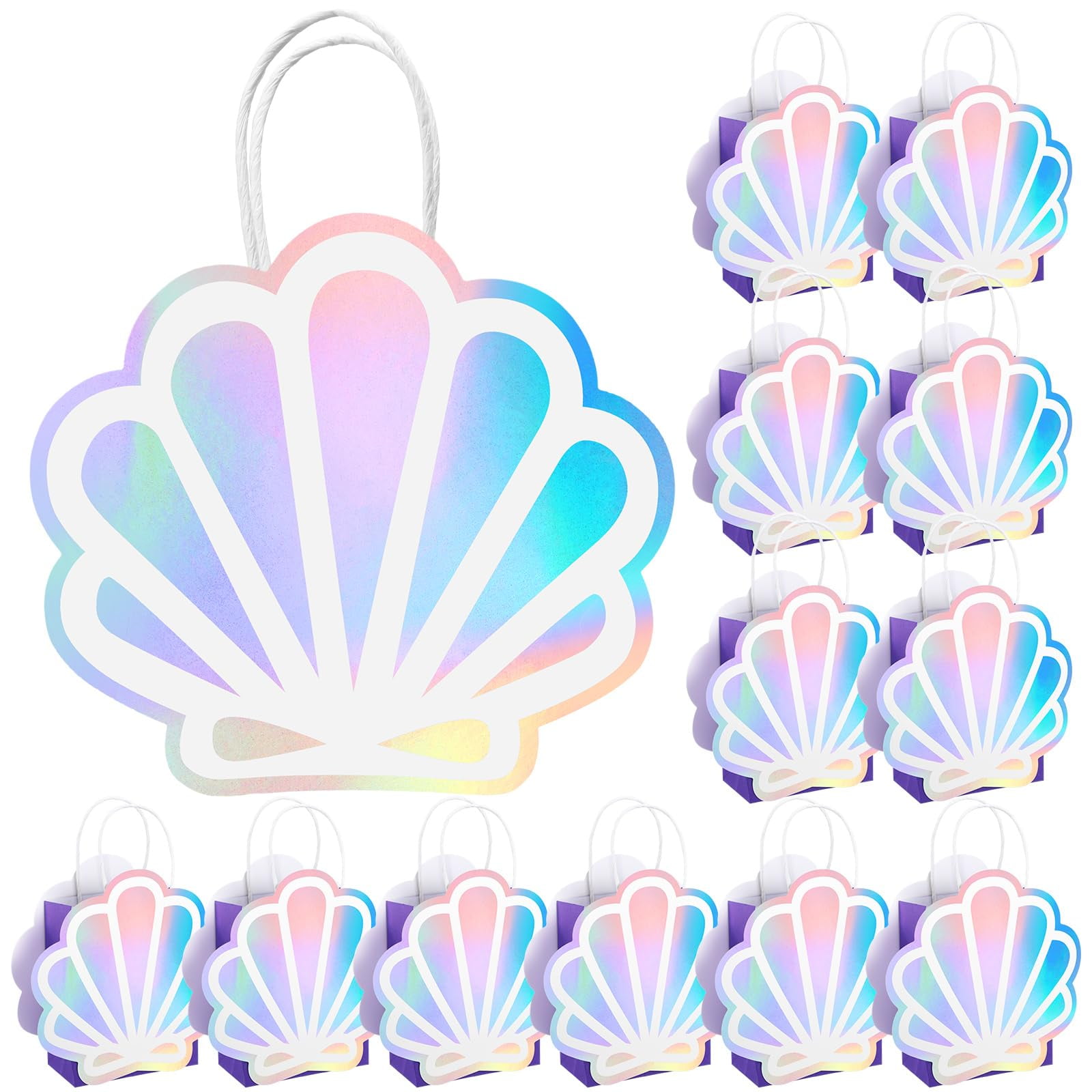 Locmeo 24 Pack Holographic AIF9 Shell Gift Bags Mermaid Party Favor ...