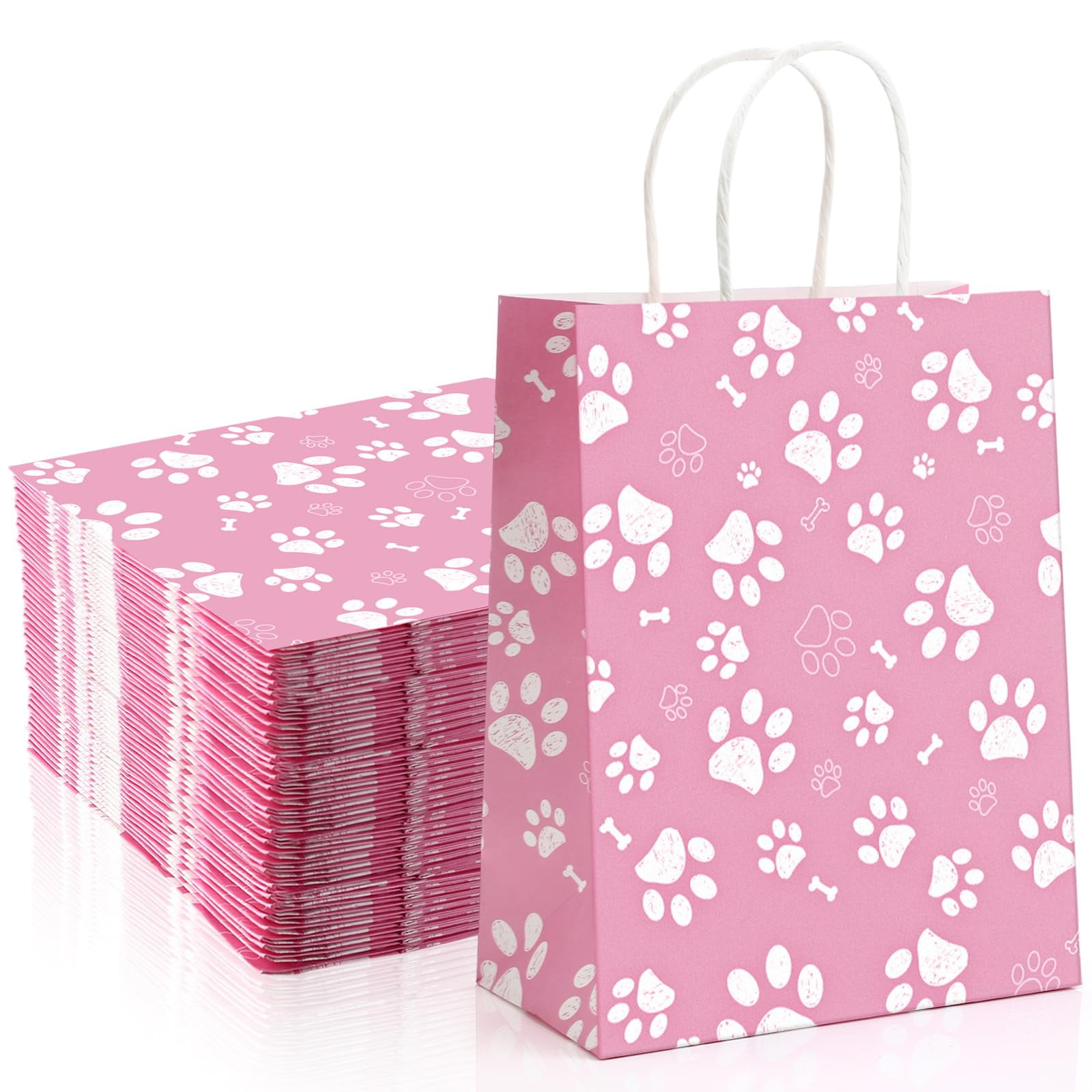 Locmeo 50 Pcs Large OIF8 Puppy Dog Paw Print Gift Bags with Paper ...