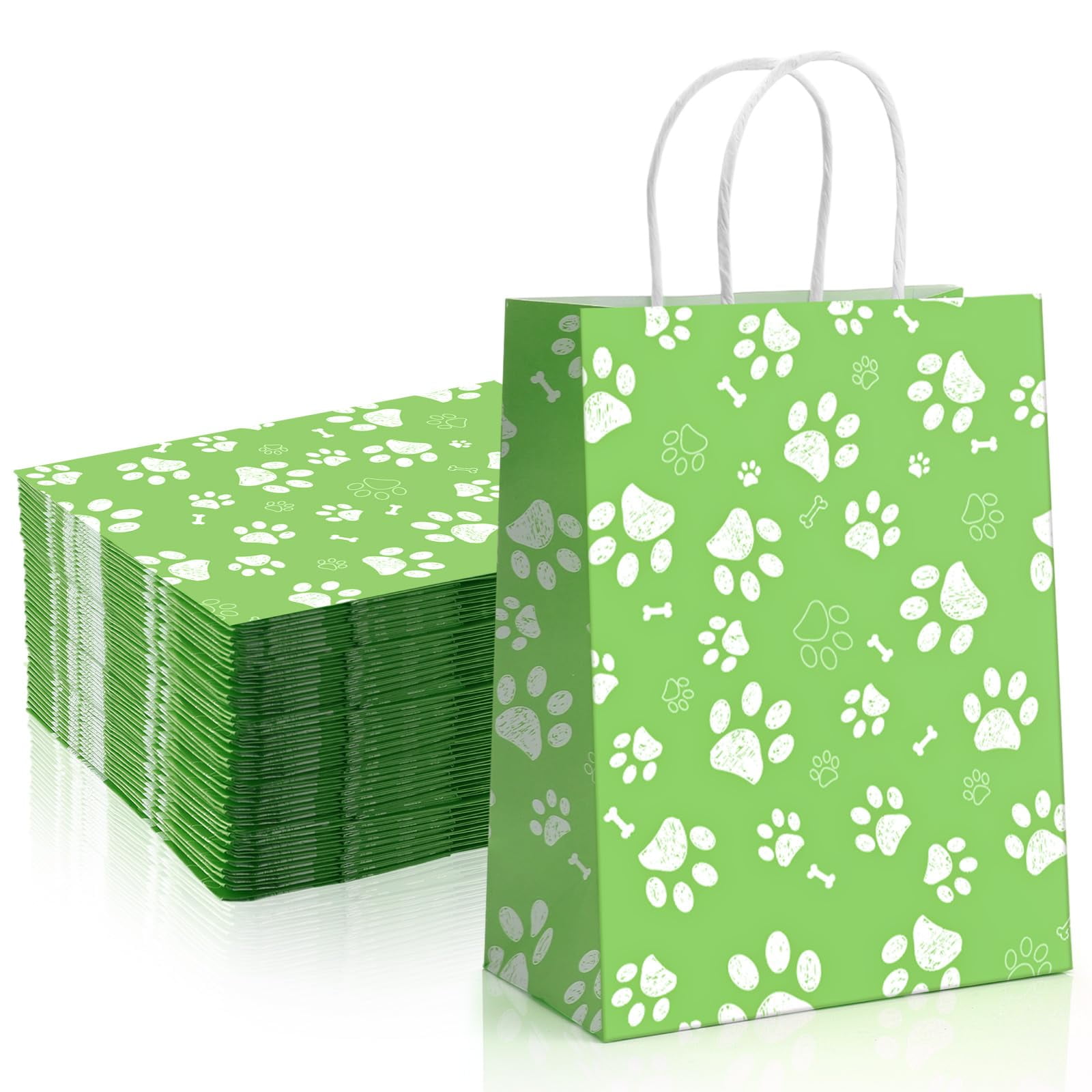 Locmeo 50 Pcs Large TSF6 Puppy Dog Paw Print Gift Bags with Paper ...