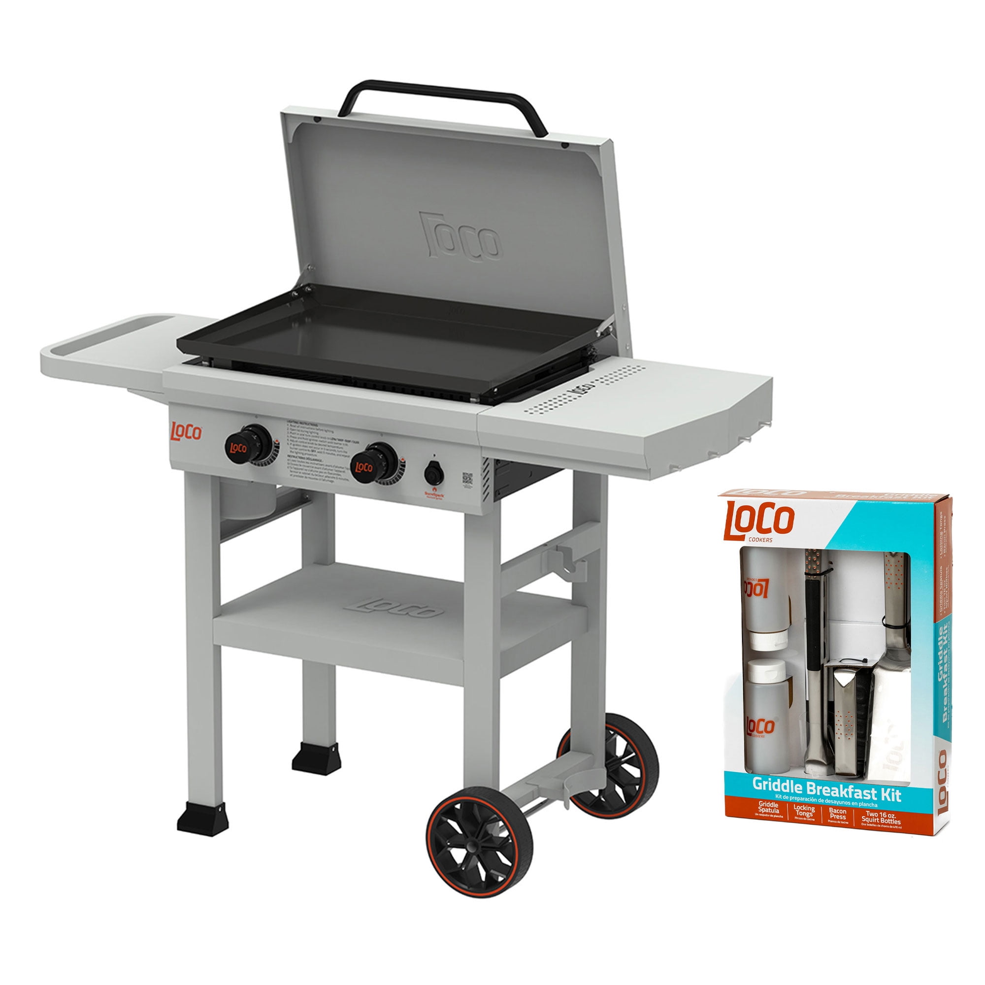 LoCo Cookers 2-Burner Flat Top Propane Grill with Griddle Cooking Kit ...