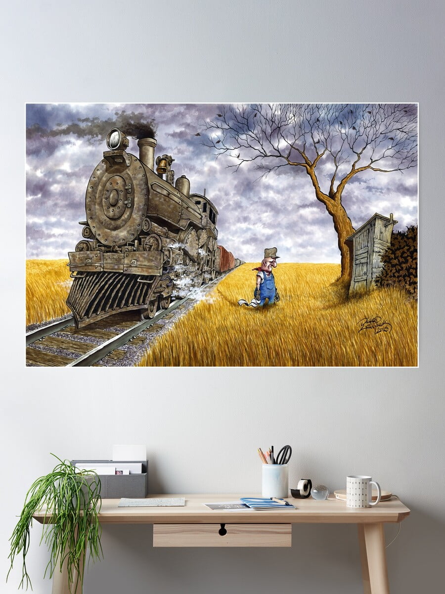 Locomotive Engineer Taking A Break Poster Wall Art, Modern Wall Decor ...