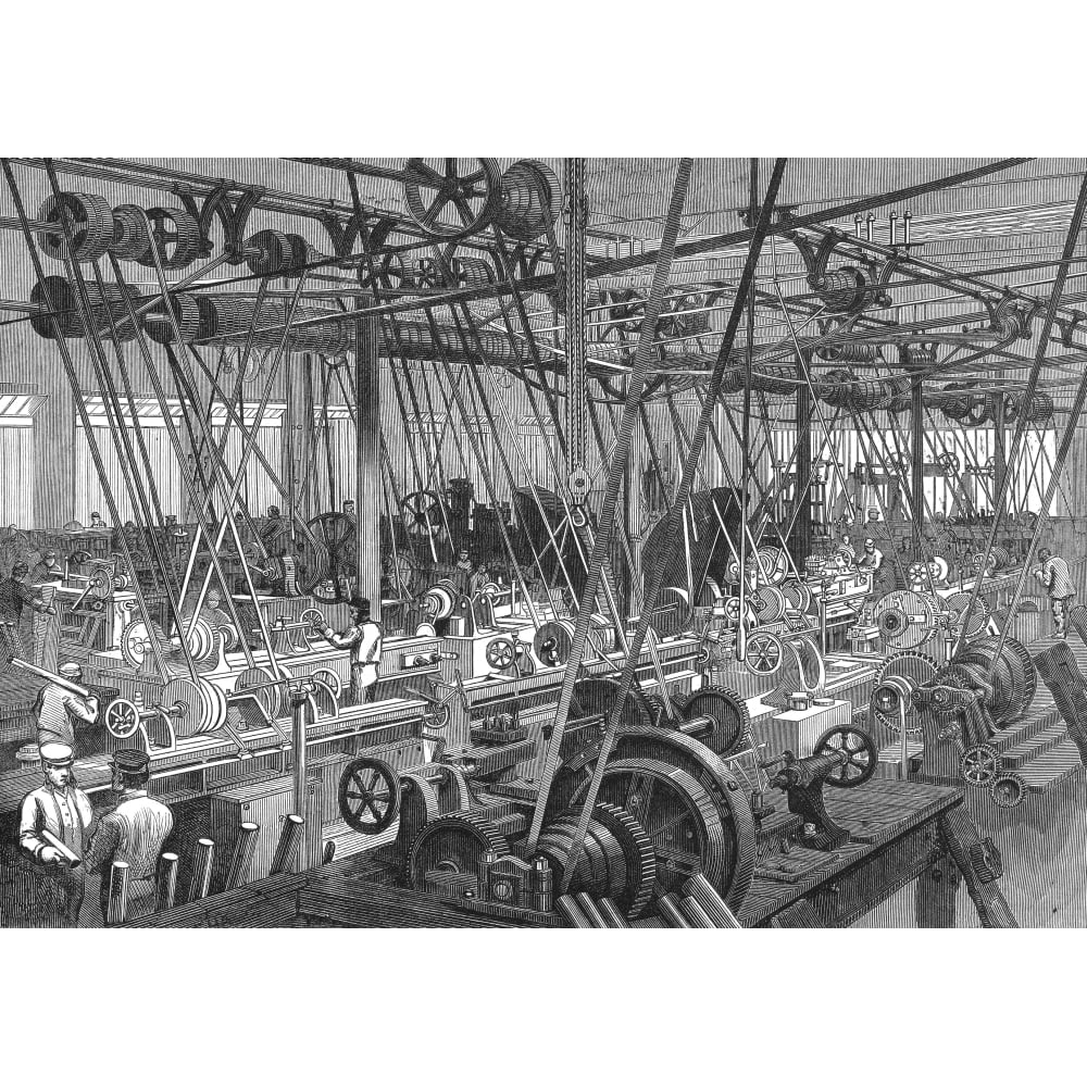 Locomotive Factory 1864. Nthe Lathe And Tool Shop At Stephenson'S ...