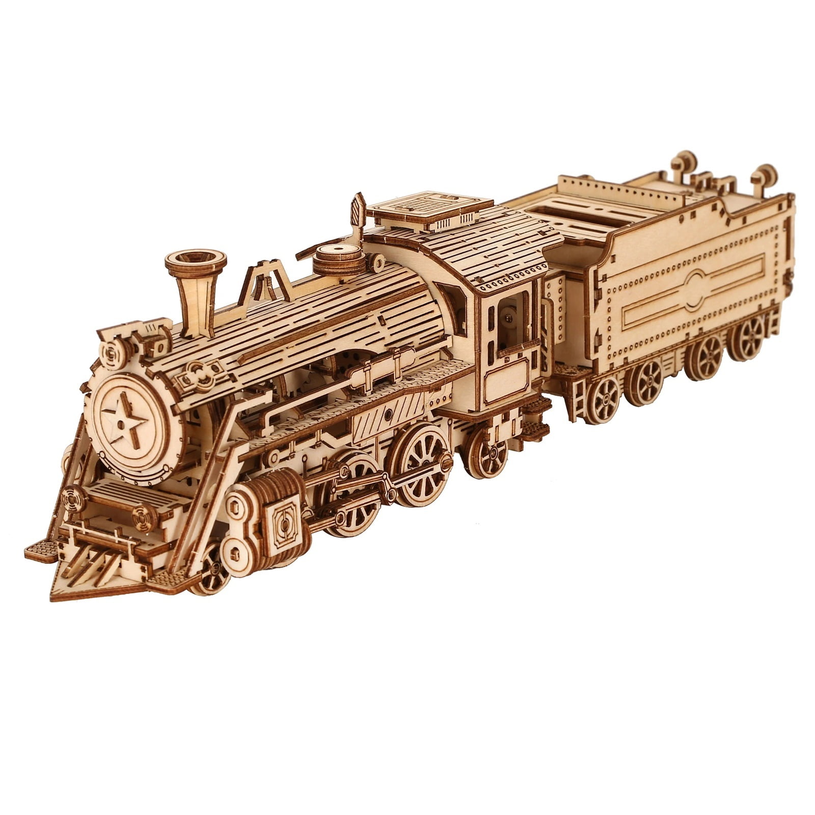 Locomotive Model DIY 3D Wooden Puzzle Building Block Kits Assembly Toy ...