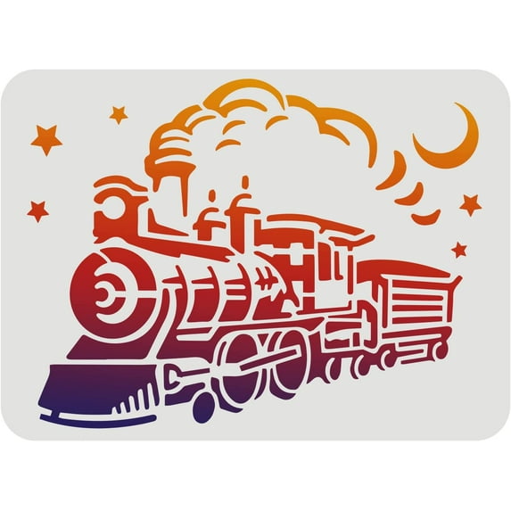 Locomotive Train Stencil Plastic Steam Engine Template Stencil Train ...
