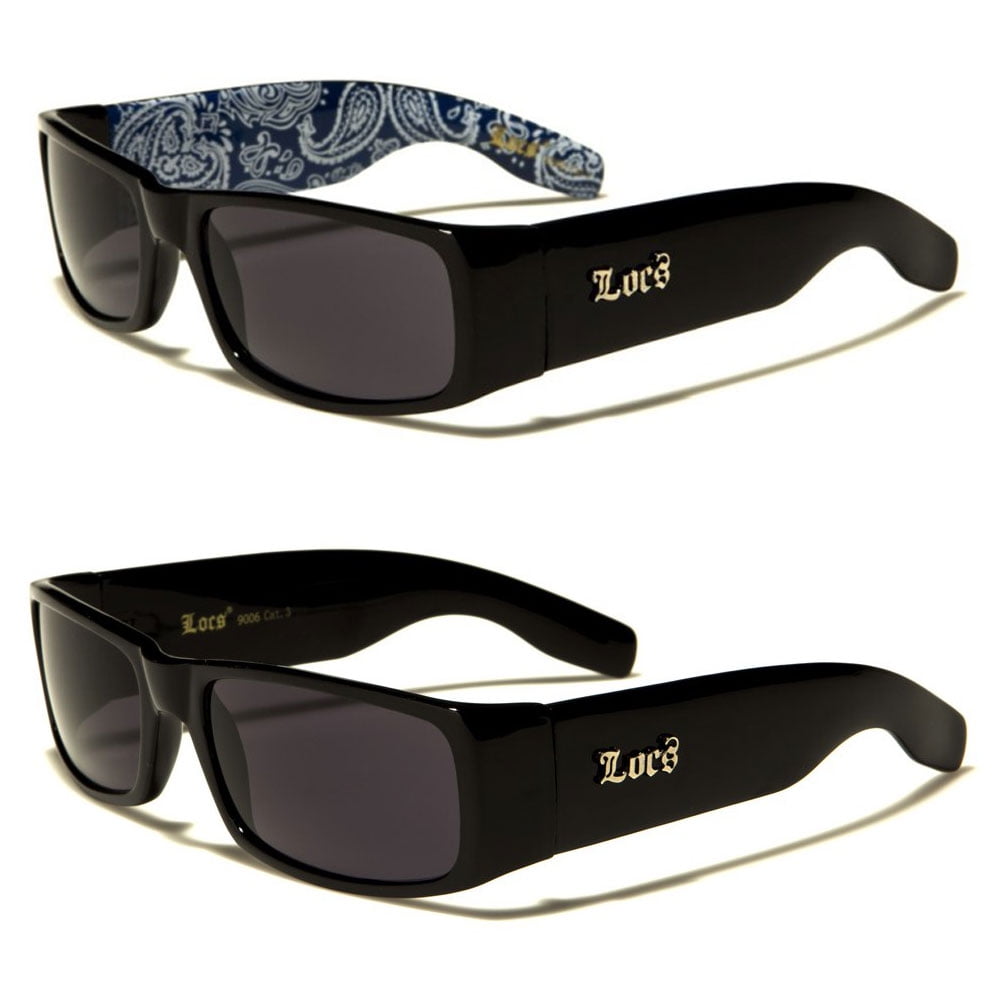 Locs Gangster Shades 2-Pack, Black with Blue Bandana and Solid Black ...
