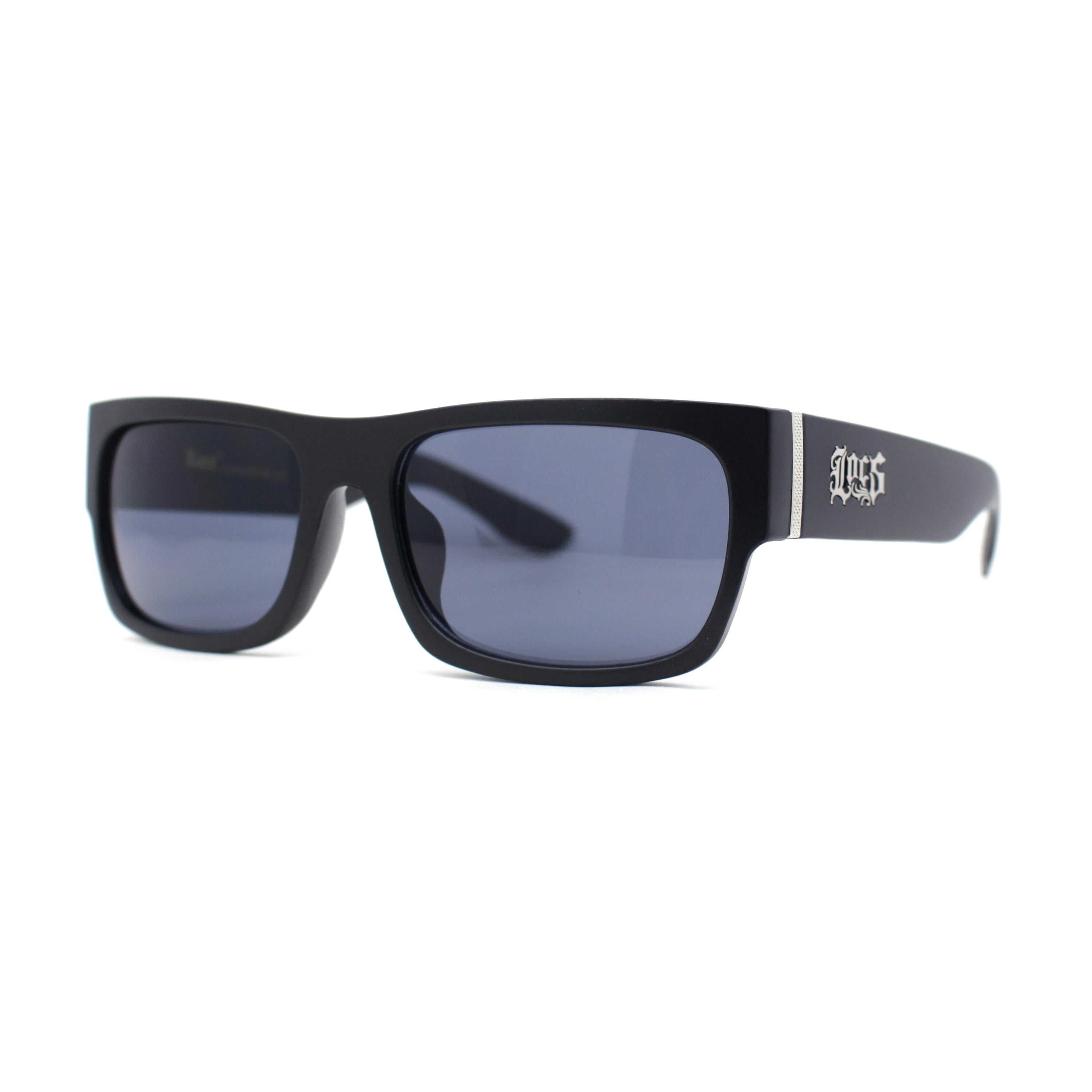 Locs Classic Thick Temple Narrow Horn Rim Gangster All Black Sunglasses ...