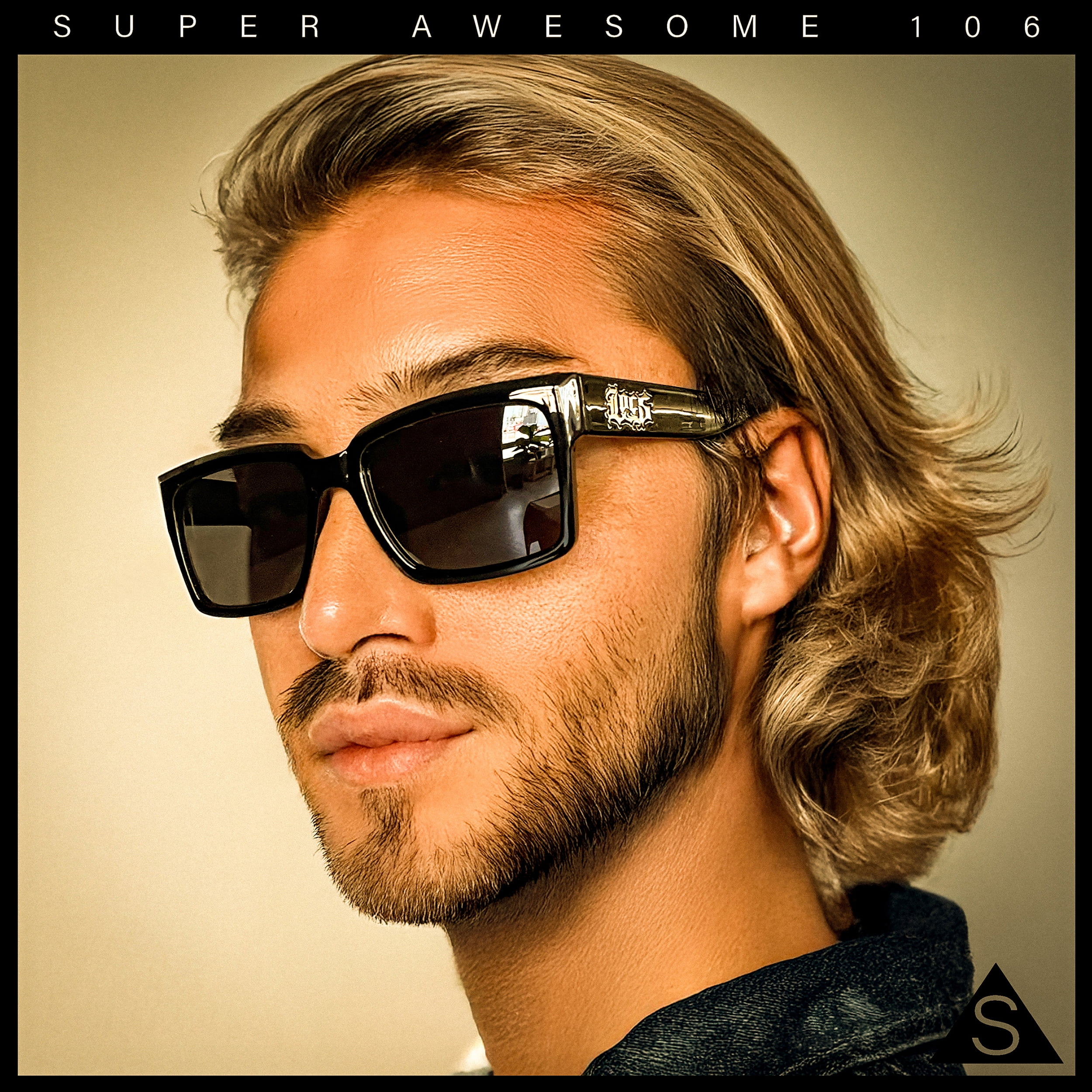 Locs Classy Rectangle Horn Rim All Black Gangster Shade Sunglasses ...