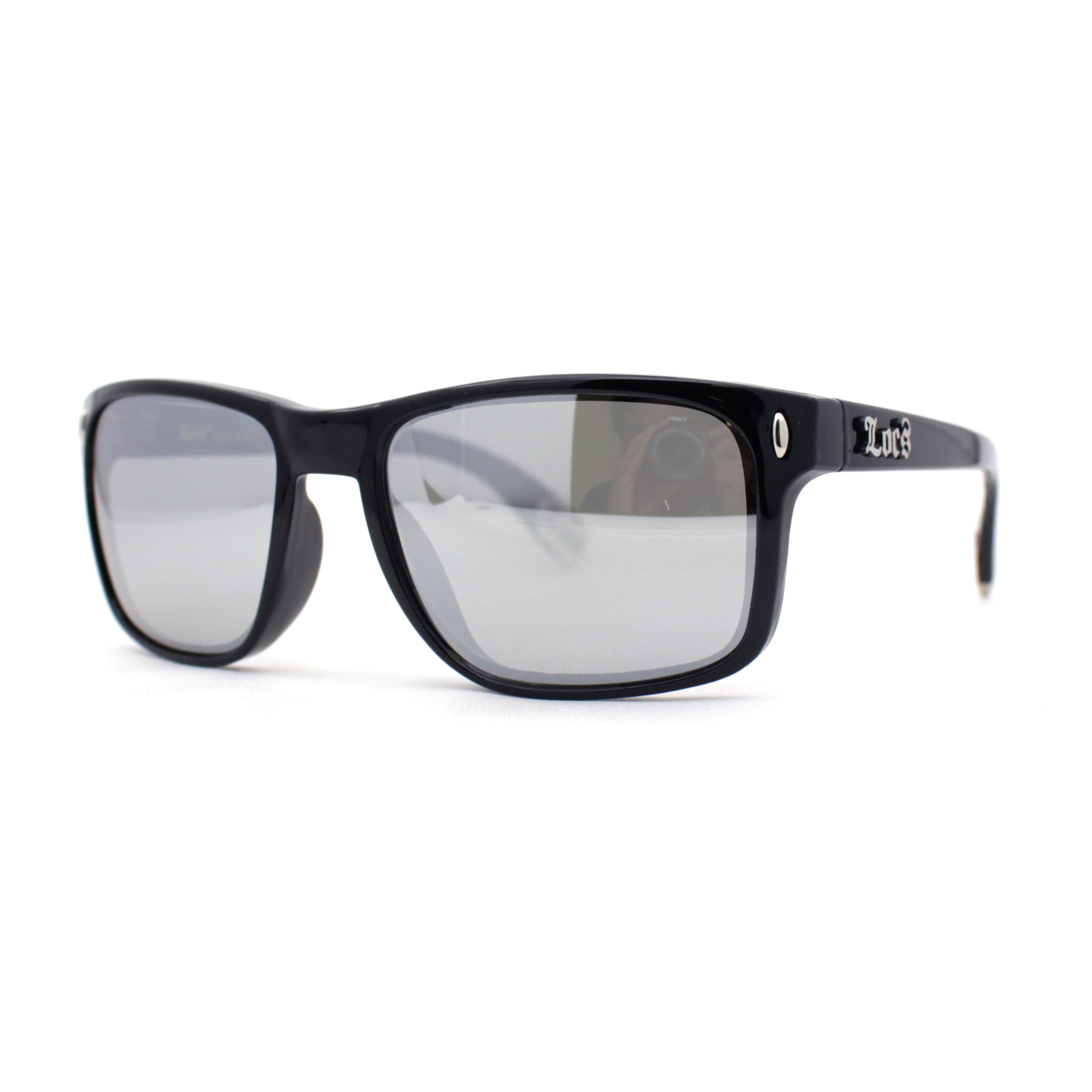 Locs Color Mirror Sport Rectangle Horn Rim Gangster Sunglasses Silver ...