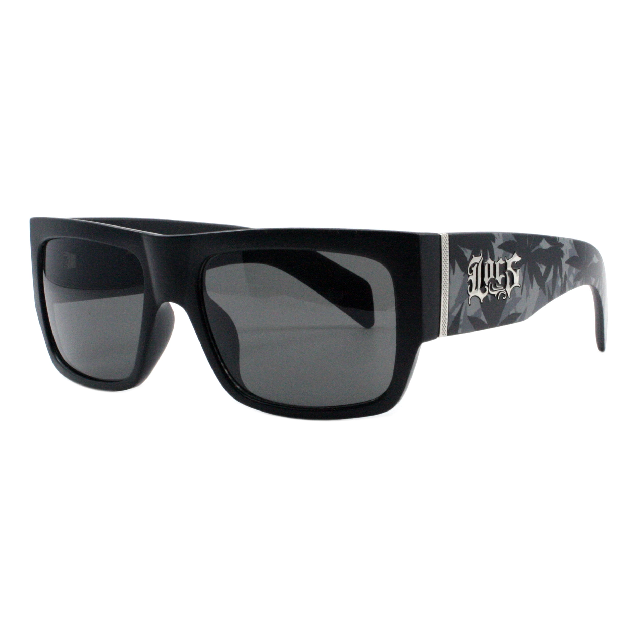 Locs Hardcore Shades Men's Sunglasses Matte Black Rectangular Marijuana ...