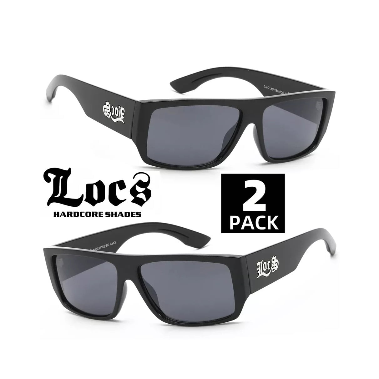 Locs Large Flat Top Gangster Glasses Men Dark Lens Sunglasses Black OG ...