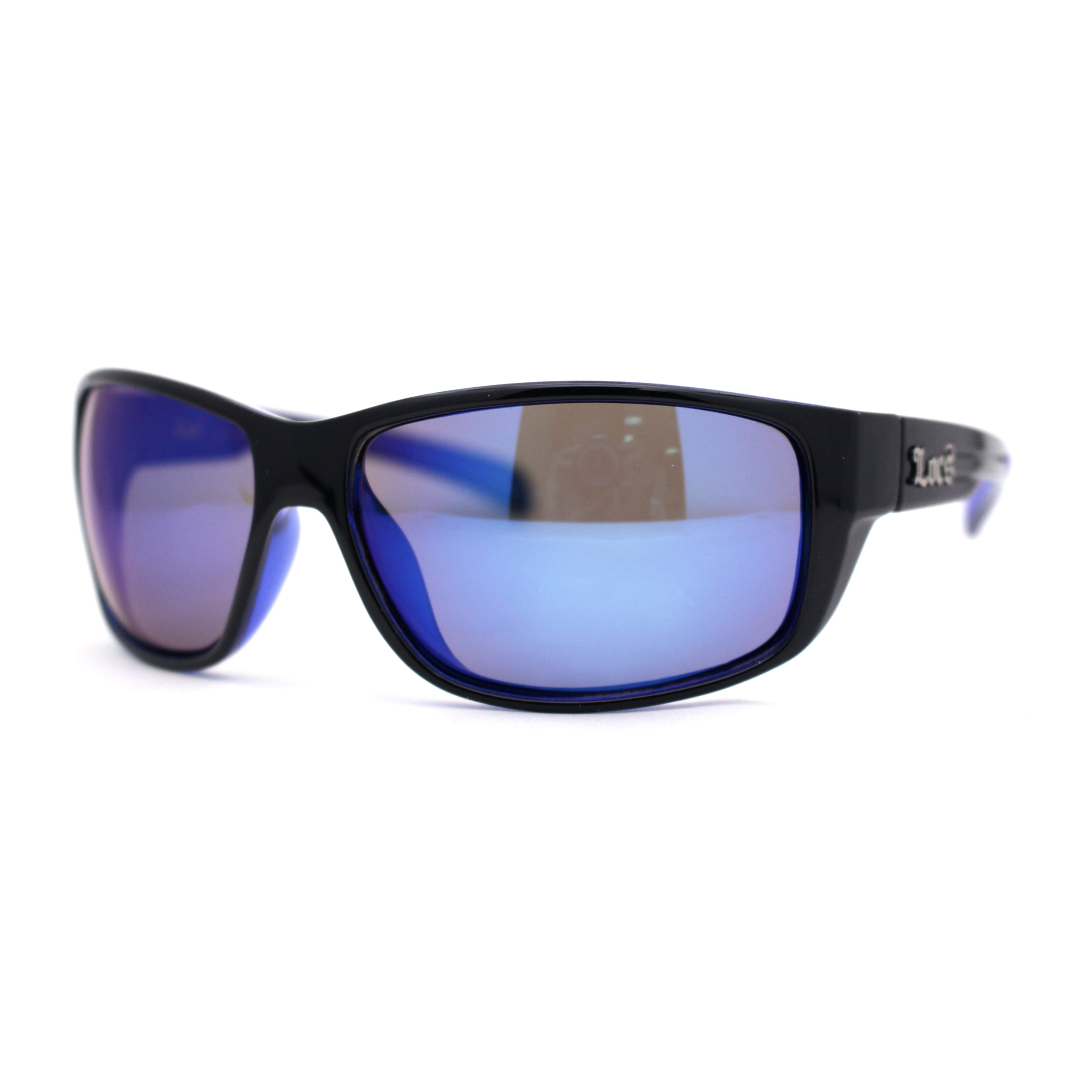 Locs Mens Color Mirror Wrap Rectangle Gangster Sport Sunglasses Black ...