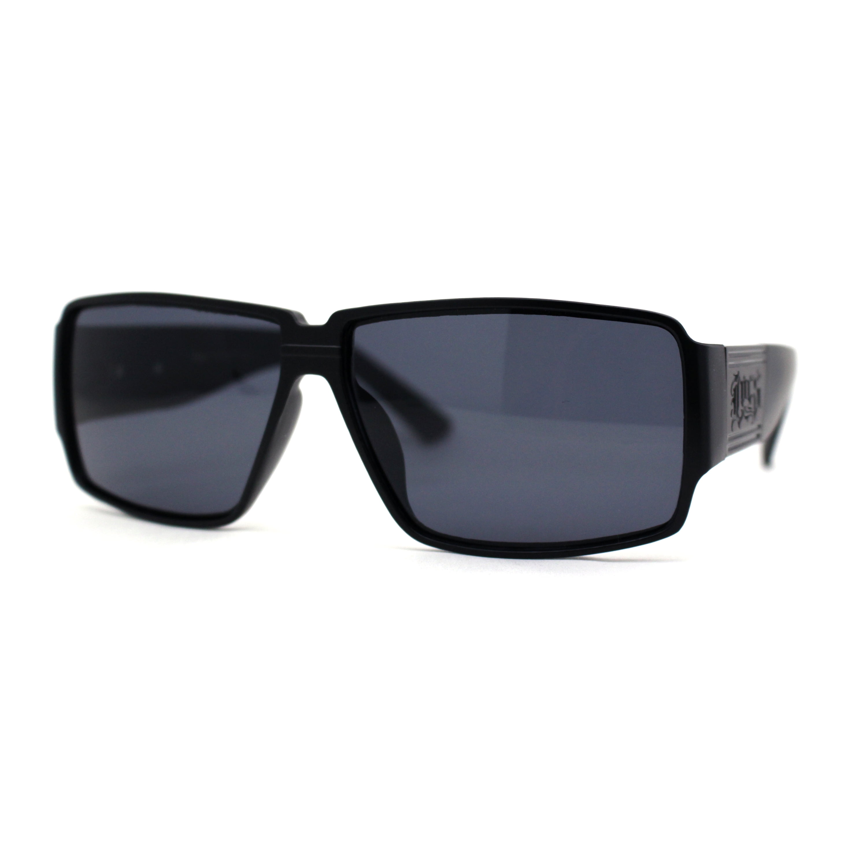 Locs Oversized Mirror Lens Thin Plastic Gangster Rectangle Sunglasses ...