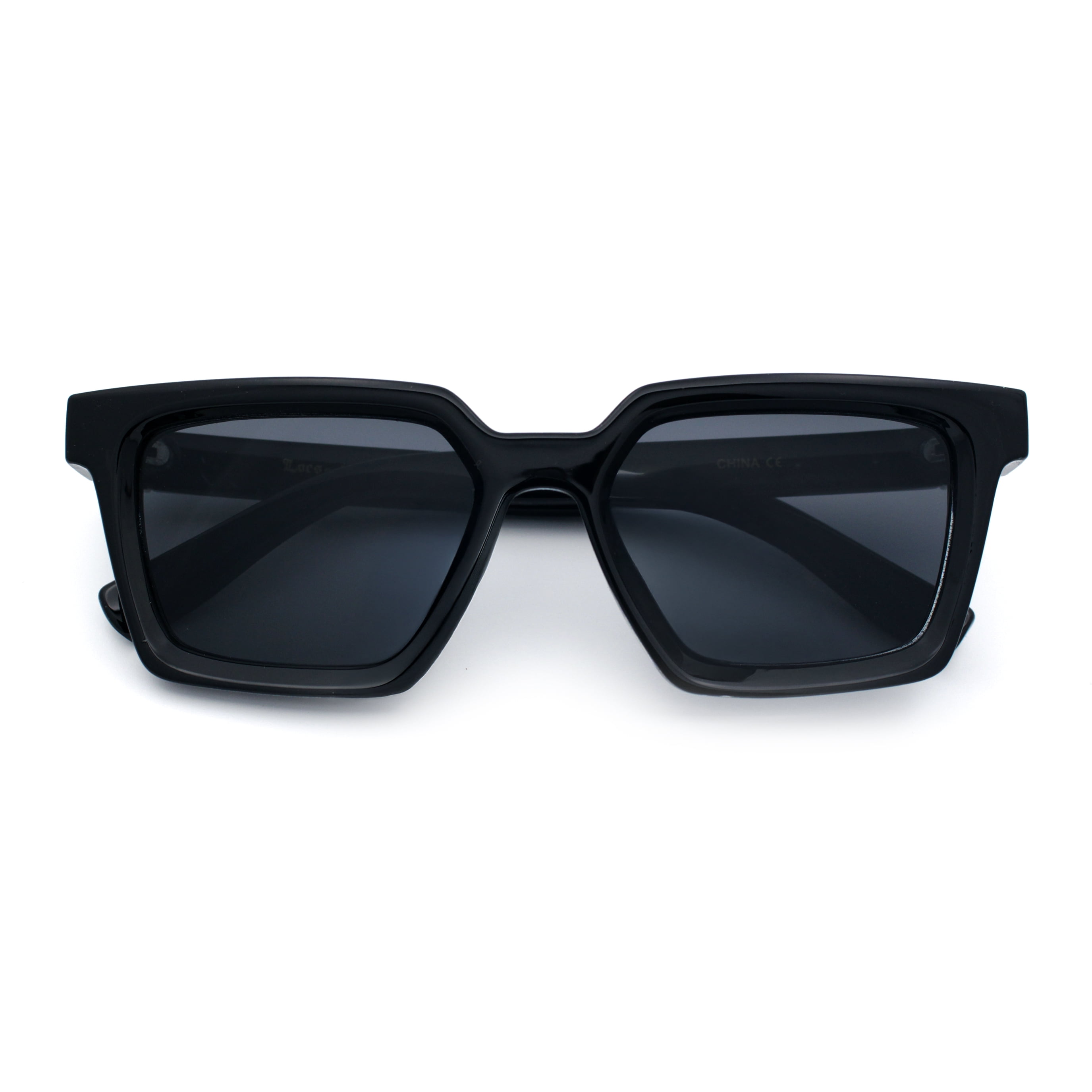 Locs Retro Beveled Frame Horn Rim Rectangle Gangster Sunglasses Black ...