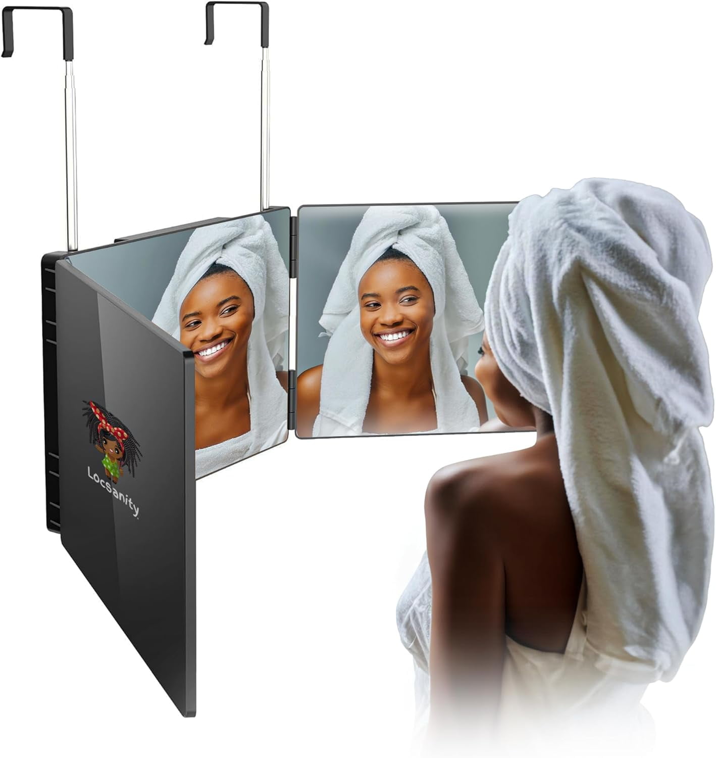 Locsanity 360° Tri-Fold Cosmetic Mirror, LED Light, ABS Plastic ...