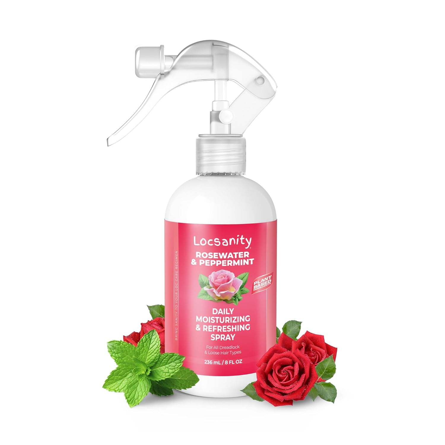 Locsanity Rose Water Peppermint Moisturizing Spray for Locs and Scalp 8 ...