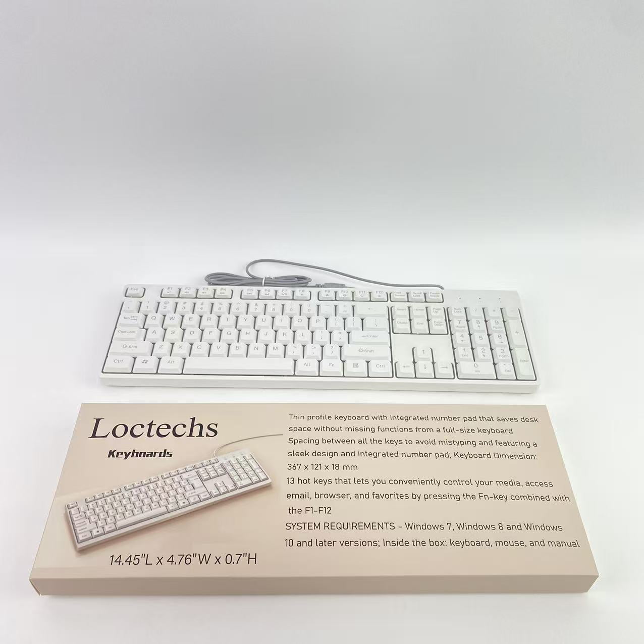 Loctechs Keyboards,Wired Quiet USB Keyboard - 14.45x4.76x0.70 Inches ...