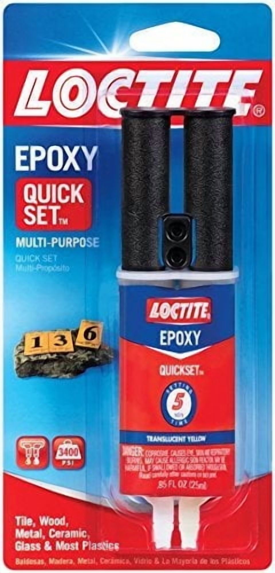 Loctite Epoxy Quick Set, High Strength Adhesive, Water Resistant, 0.85 ...