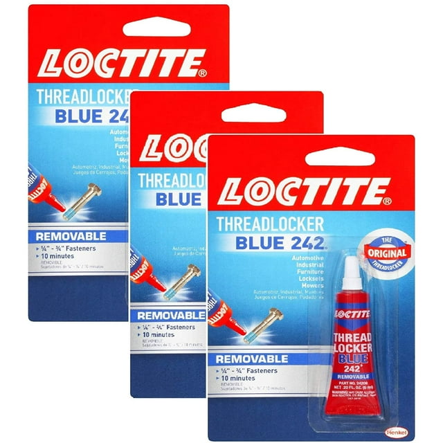 Loctite 487229 Heavy Duty Threadlocker, 0.2 oz, Blue 242, 3 Pack, 37418 ...
