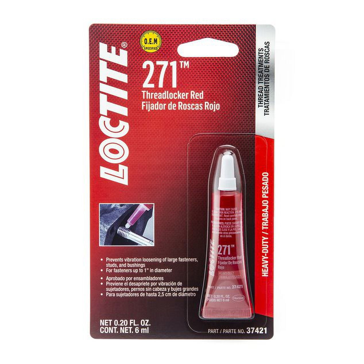 Loctite 487232 Threadlocker 271 - Heavy Duty - 6ml - Walmart.com