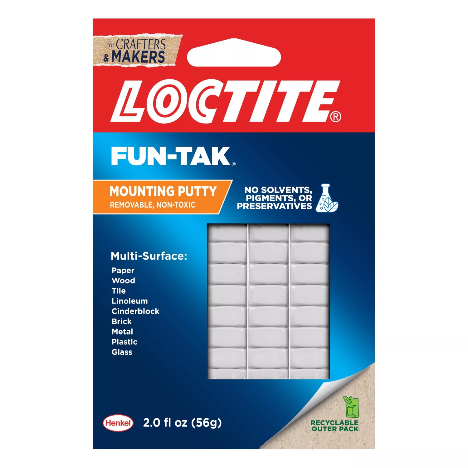 Loctite Eco Fun-Tak Mounting Putty, White, Reusable Adhesive for ...