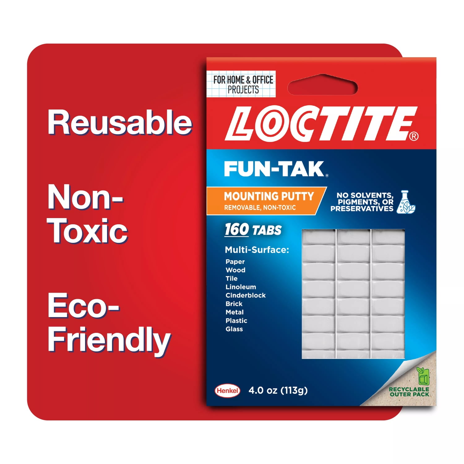Loctite Eco Fun-Tak Mounting Putty, Pack of 1, White 4 oz Wallet ...