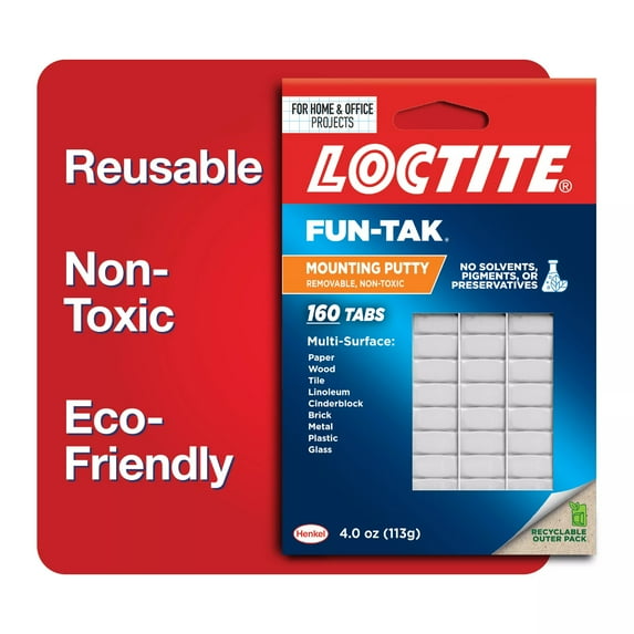 Loctite Eco Fun-Tak Mounting Putty, Pack of 1, White 4 oz Wallet ...