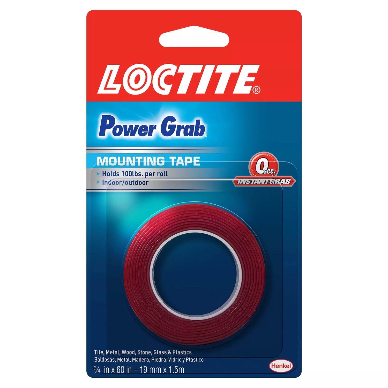 Loctite Power Grab Mounting Tape, 0.75 in x 60 in, Red 60 inches Roll ...