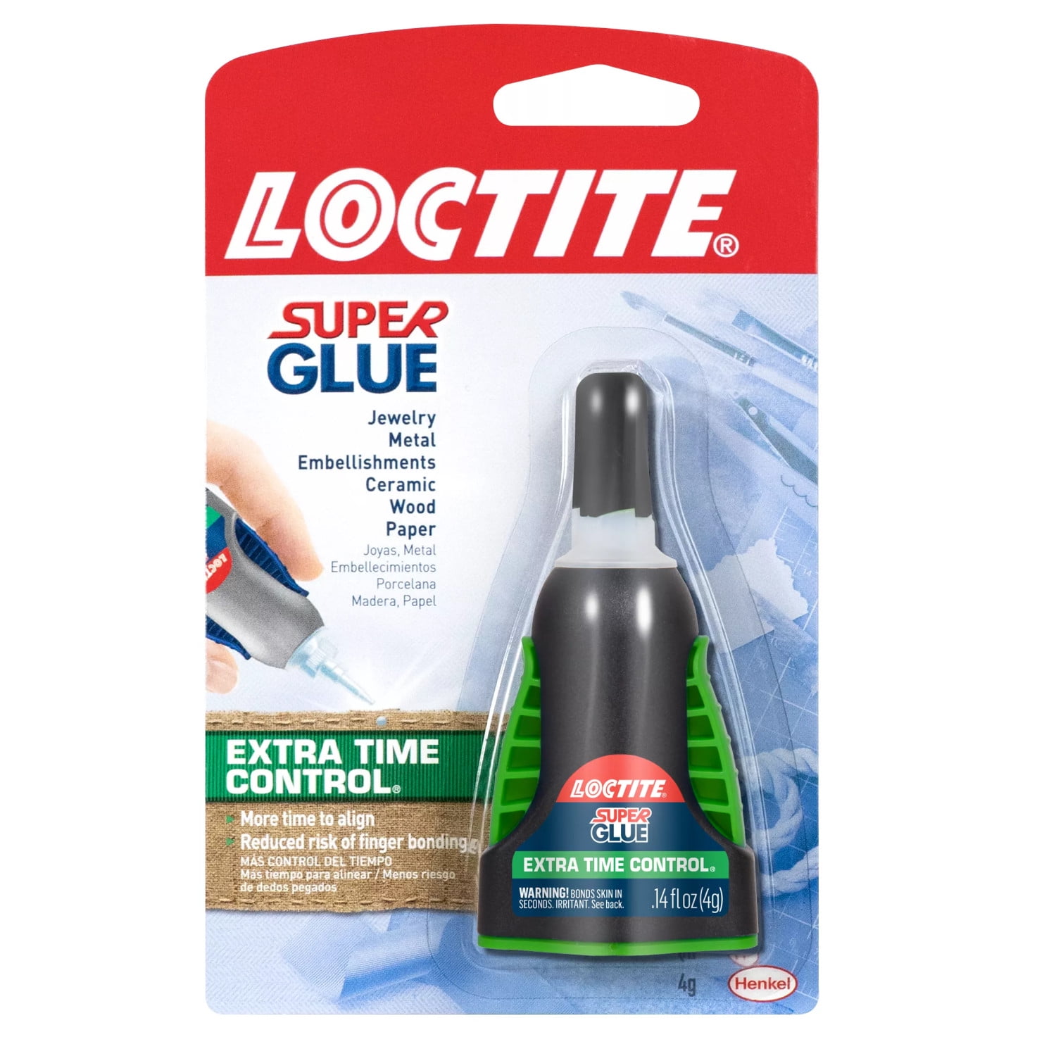 Loctite Super Glue Extra Time Control, Pack of 1, Clear 0.18 oz Bottle ...