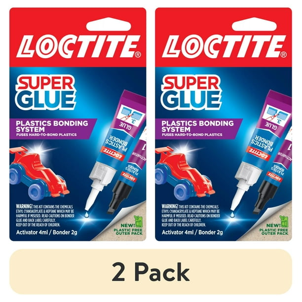 (2 pack) Loctite Super Glue Plastics Bonder, 1-0.14 oz Activator Stick ...
