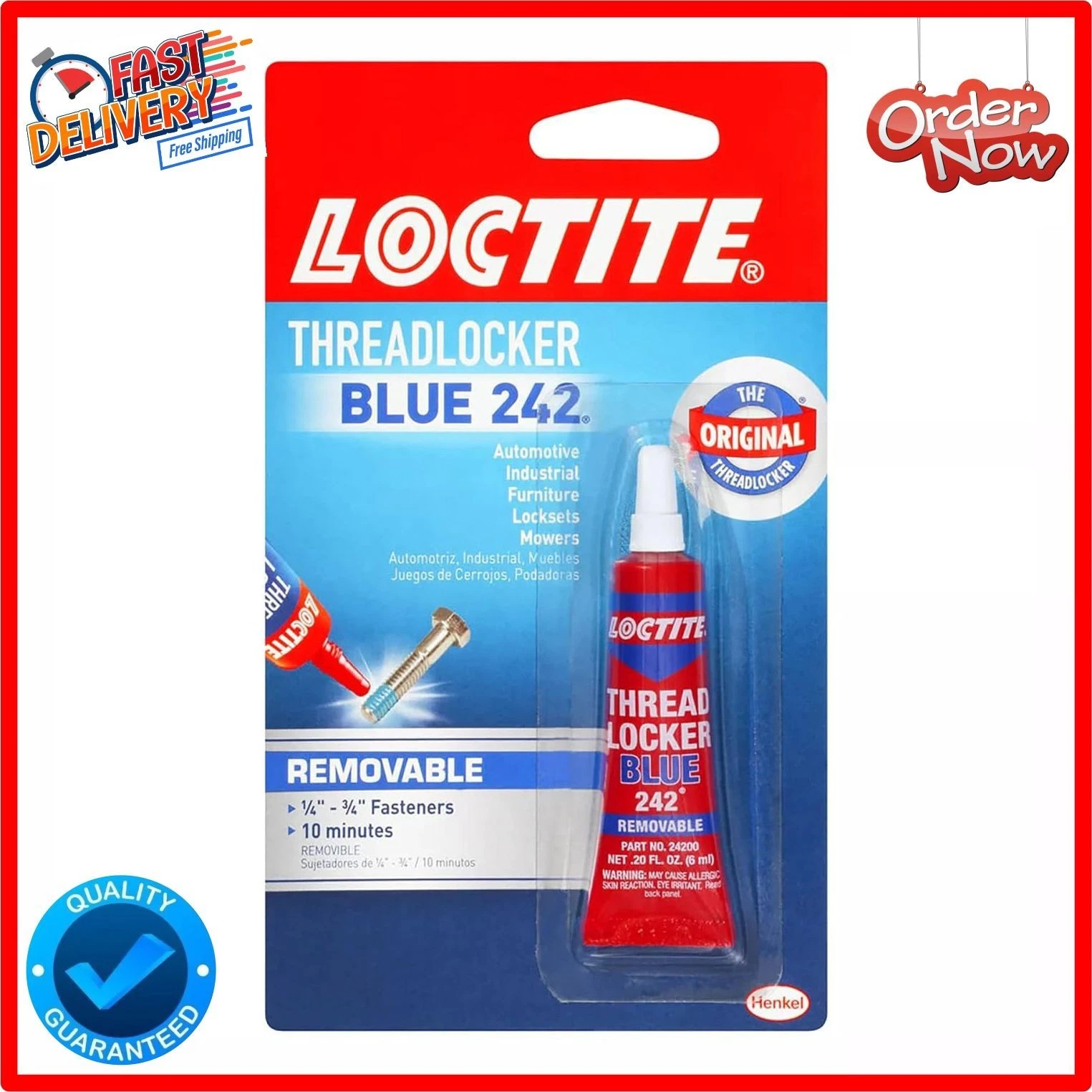 Loctite Threadlocker Blue 242 - Removable Thread Lock Glue For Nuts ...