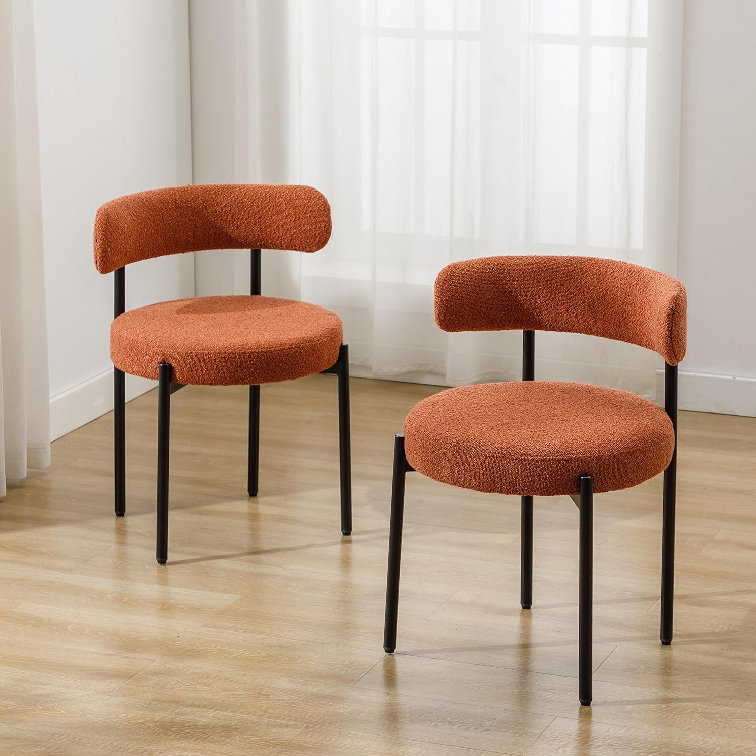 Locus Bono Boucle Dining Chairs Set of 2, Modern Upholstered Dining ...
