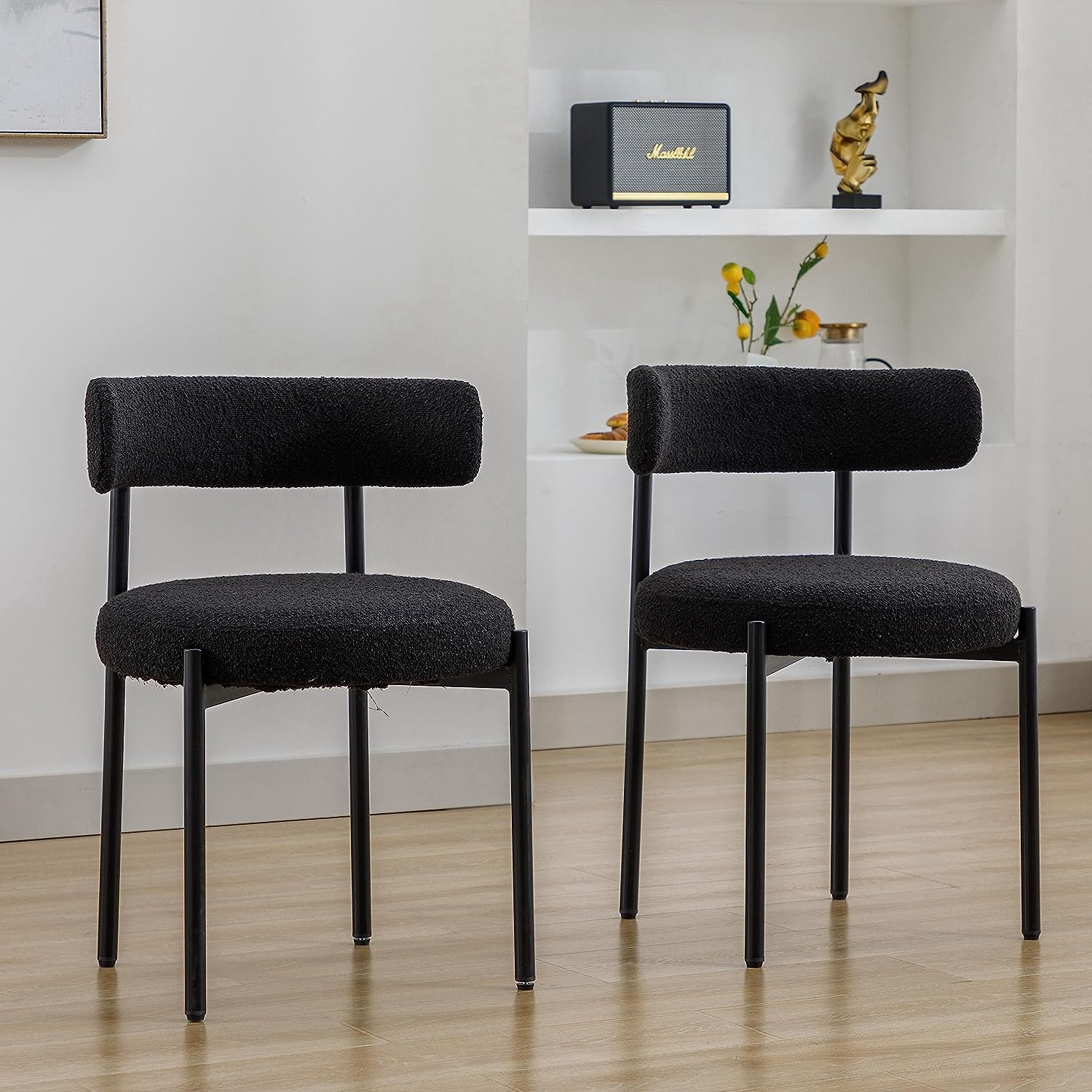 Locus Bono Boucle Dining Chairs Set of 2, Modern Upholstered Dining ...